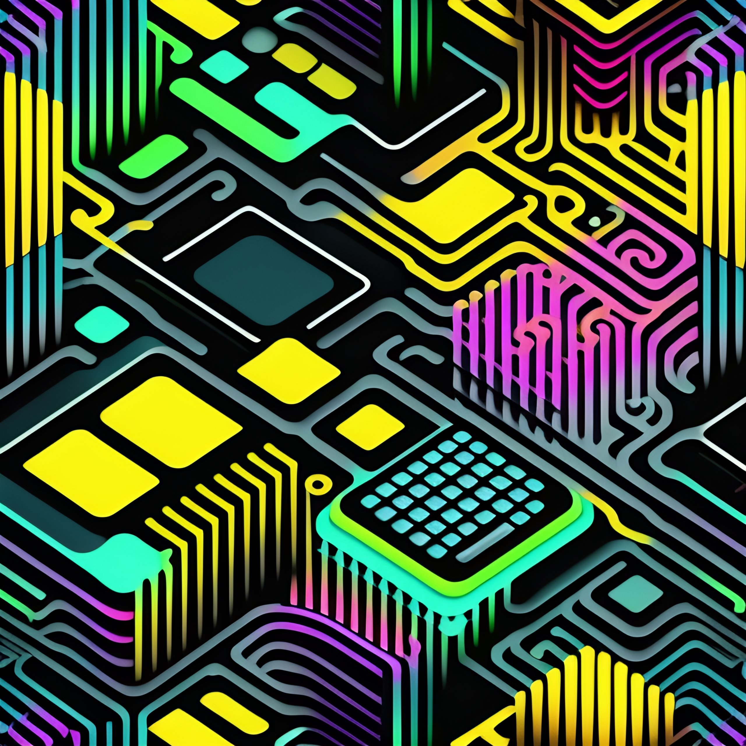 Lexica - IT industry seamless wallpaper pattern. monotone, vibrant neon ...