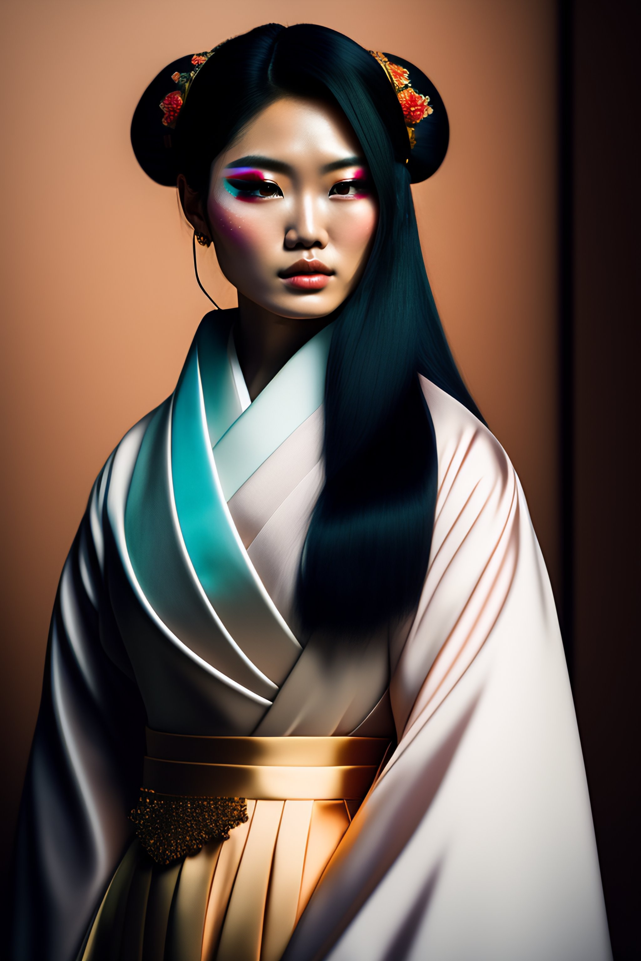 Lexica - Portrait of a stunningly beautiful, young, japanese geisha sad ...