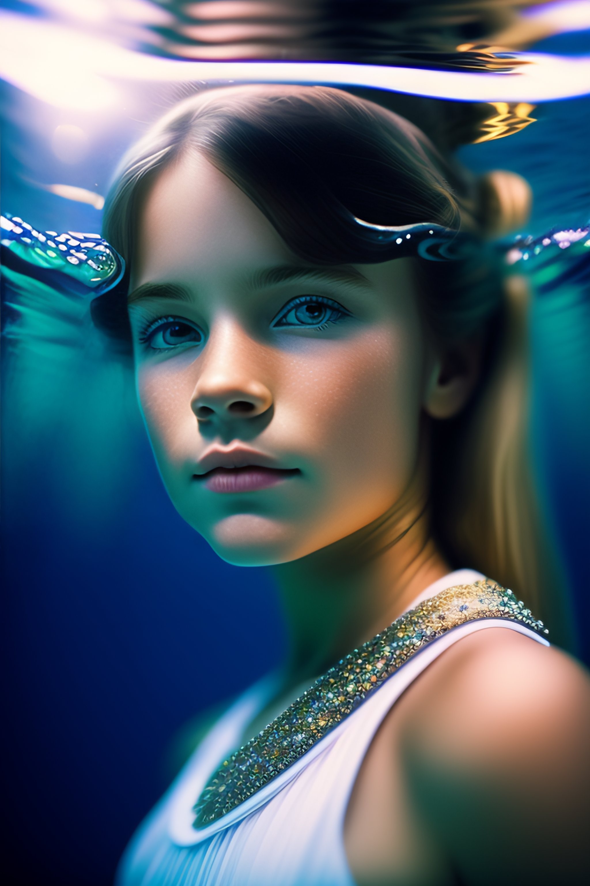 Lexica - Underwater photography, low angle, from below, of beautiful ...