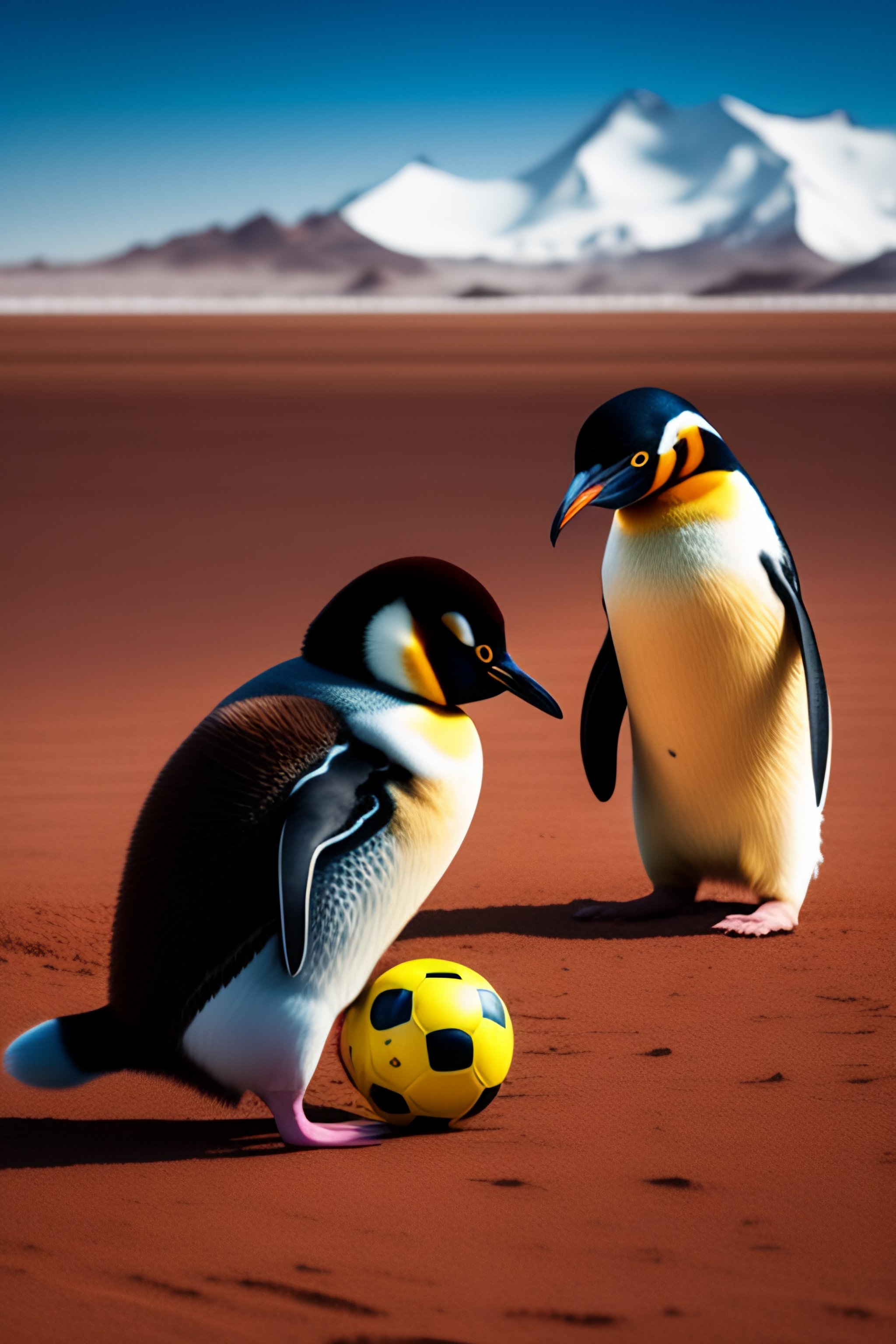 Lexica - Messi fighting with penguin at sahara