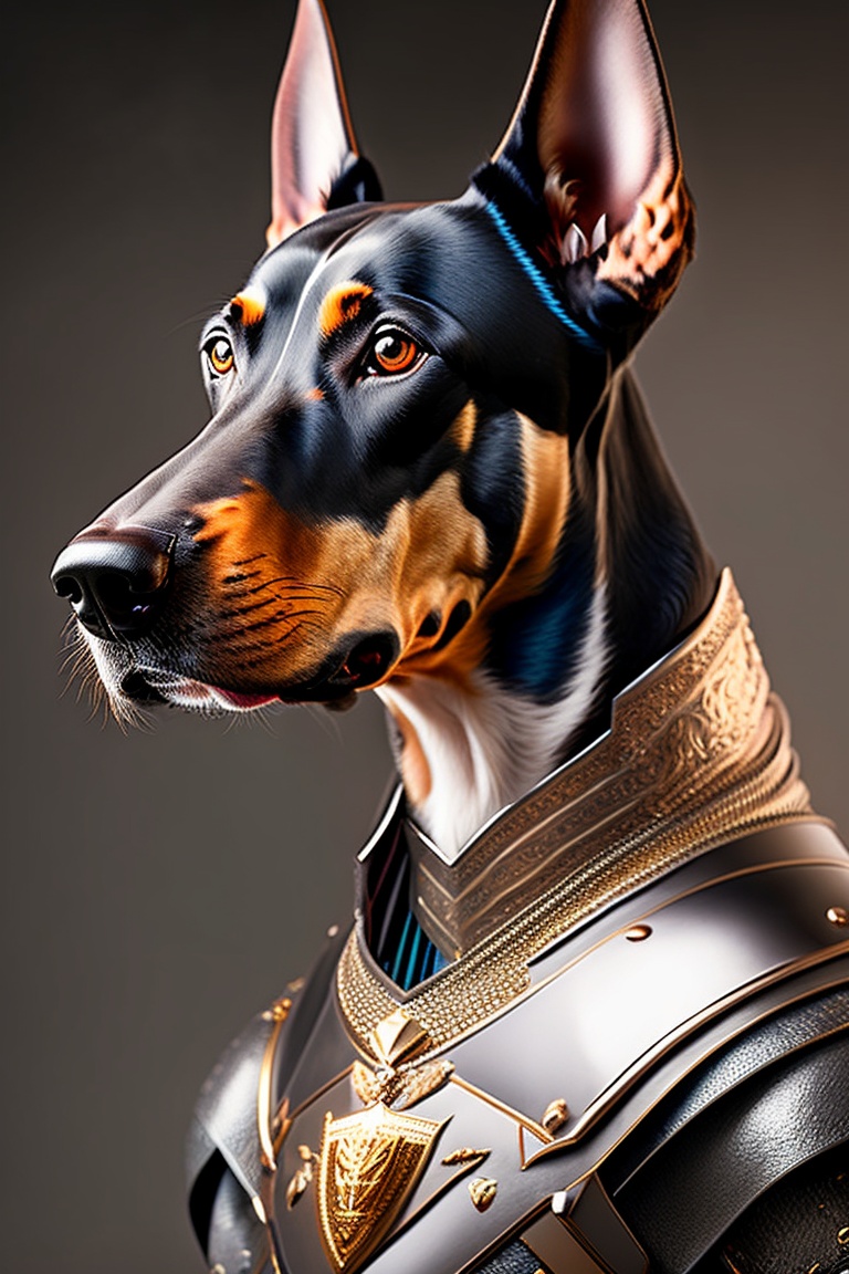 Lexica - Highly detailed black doberman pinscher dog epic portrait ...