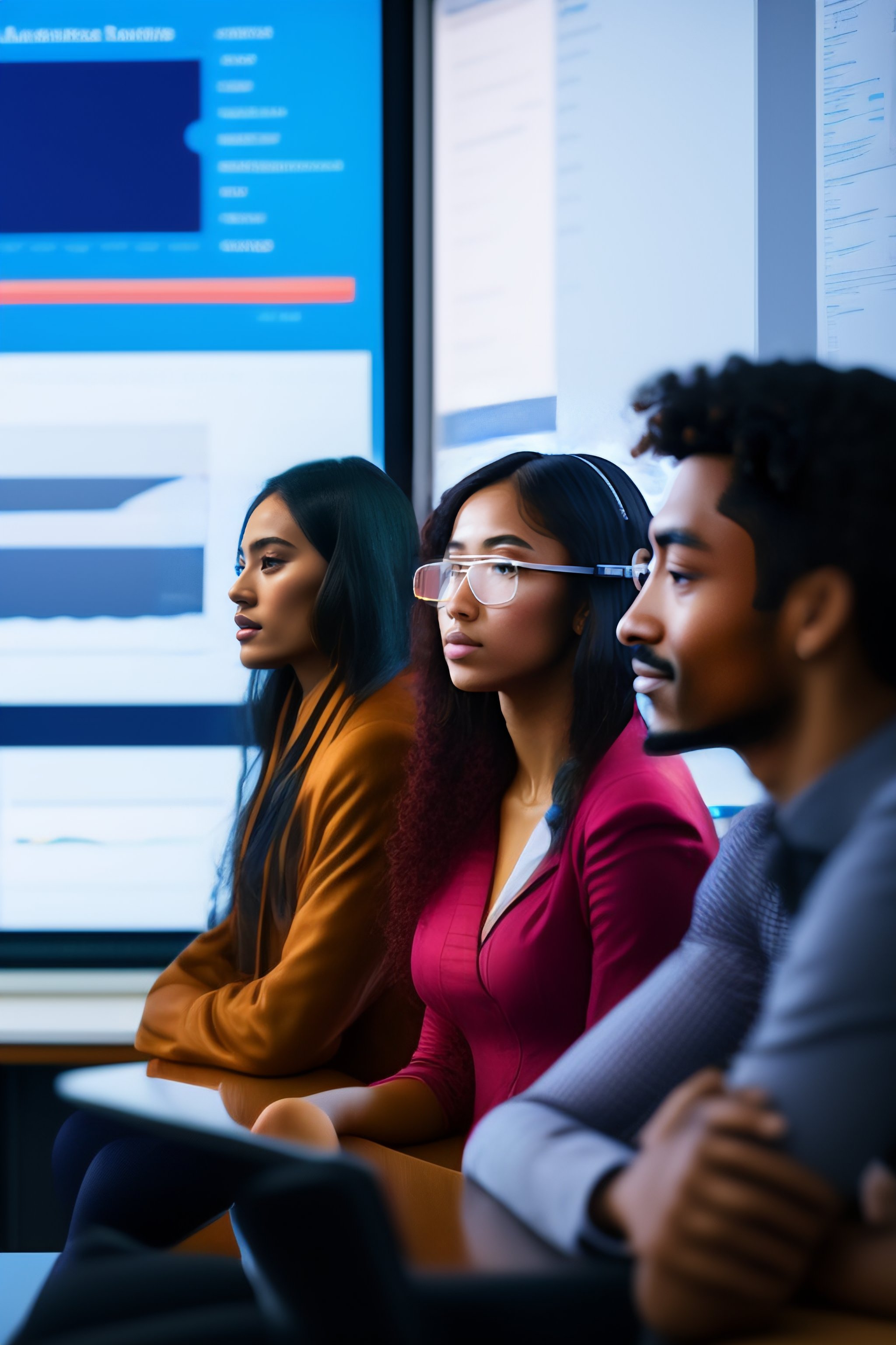 Lexica - Students sitting in the university class in 4 d lab in animated figure