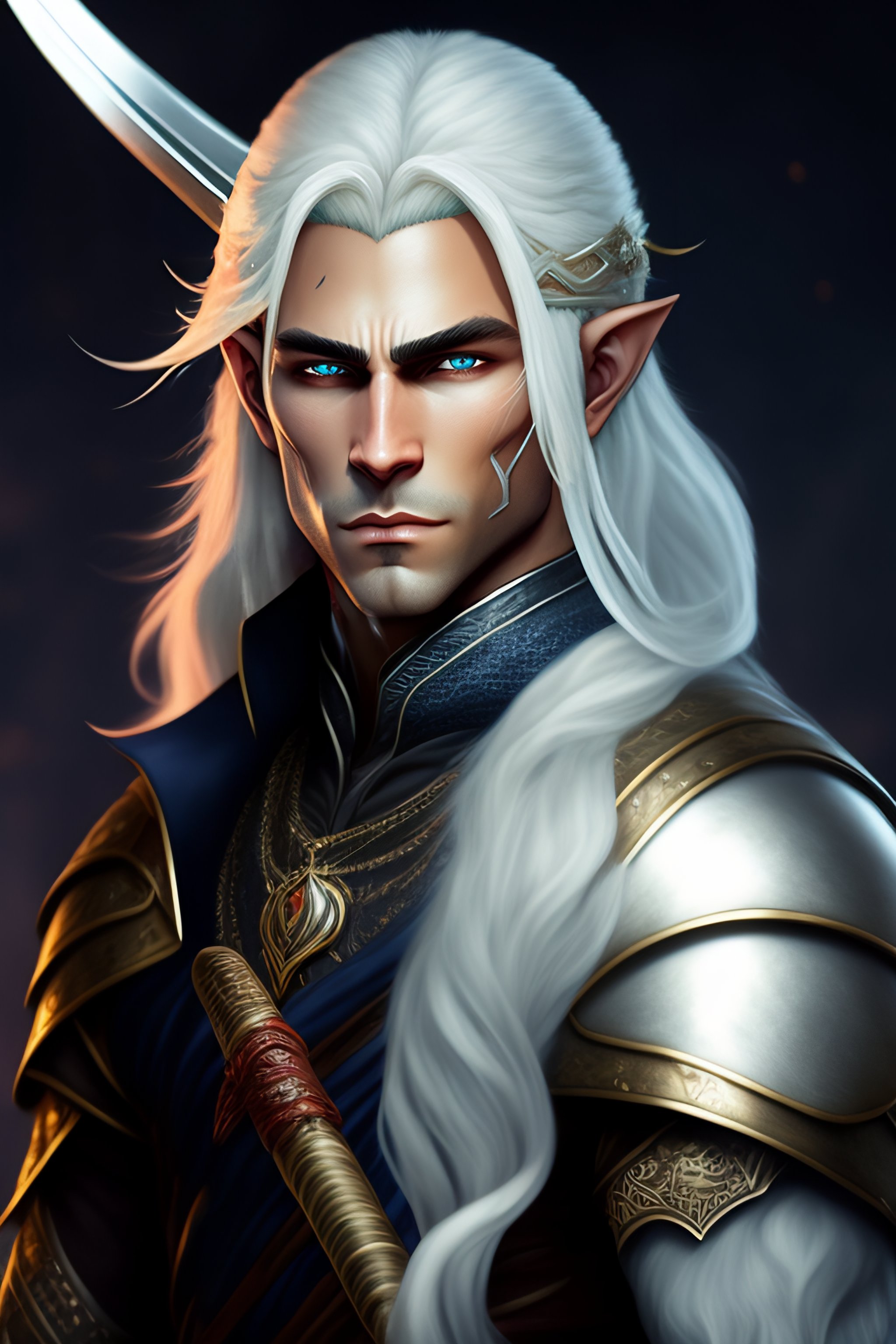 Lexica - Full body portrait of an 18 year old Male Drow Elf Rogue, long ...