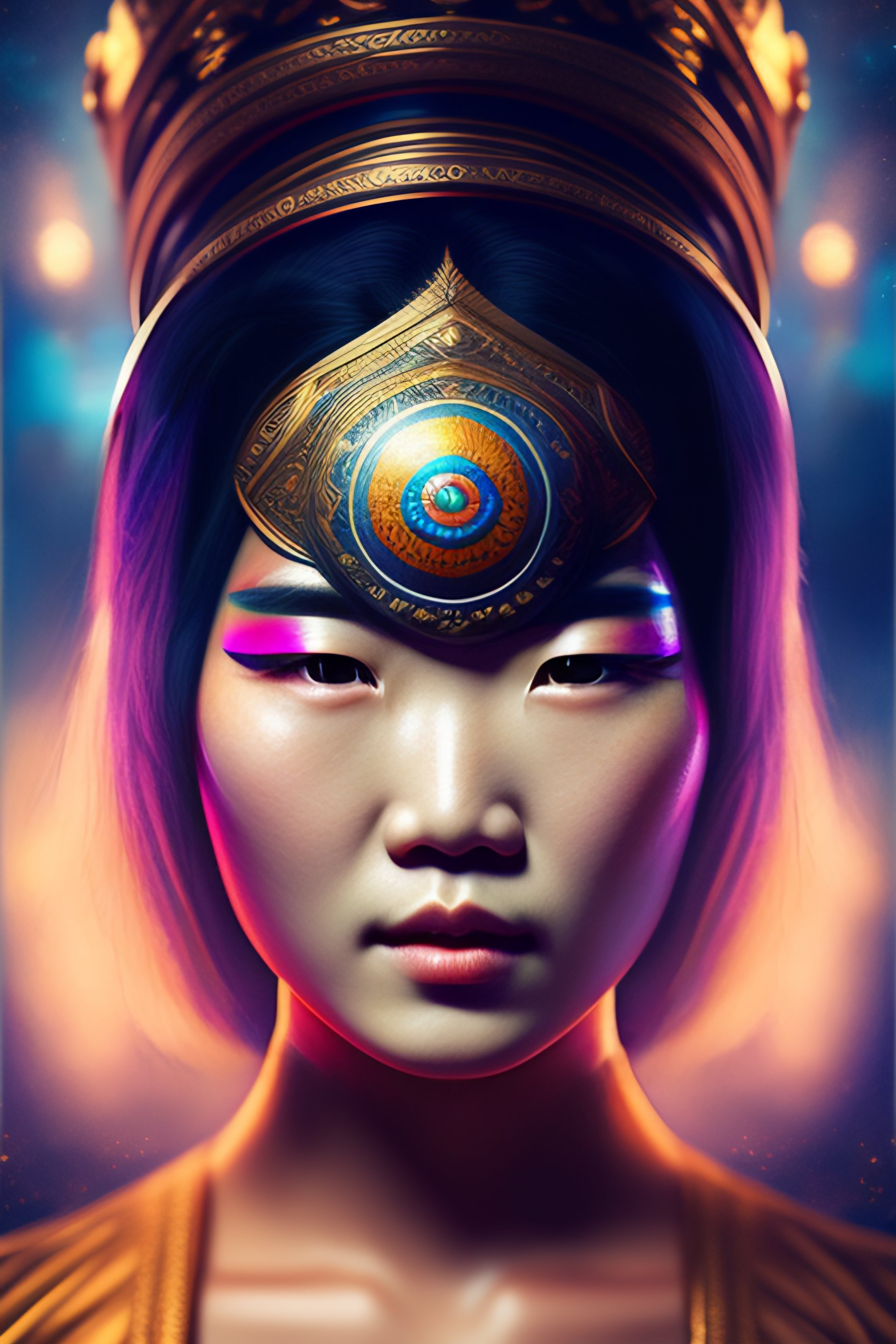 Lexica - Beautiful japanese girl with third eye on her forehead, highly detailed, 8k