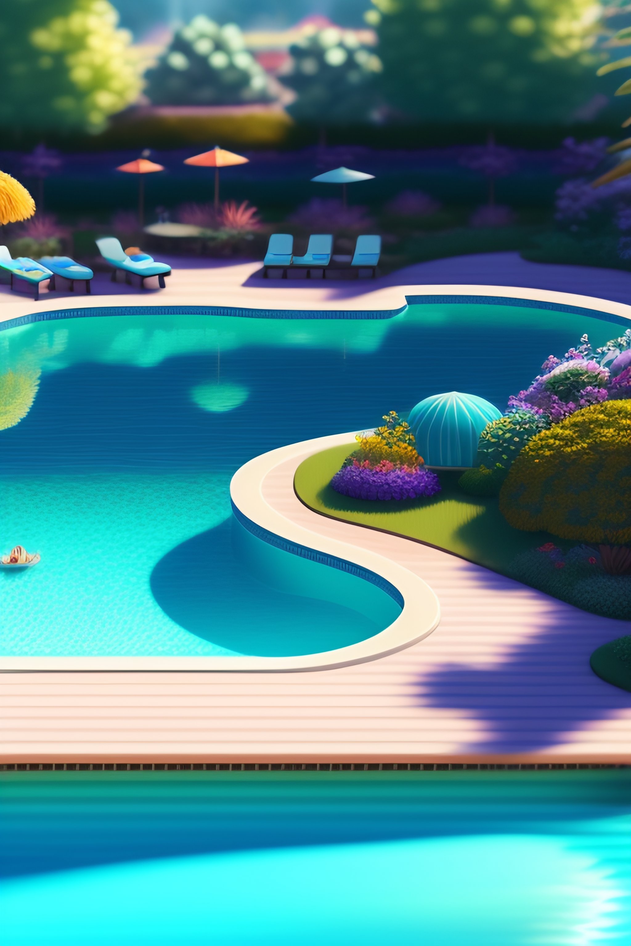 Lexica - Knitted scene of a beautiful anime girls in bikinis at a pool ...