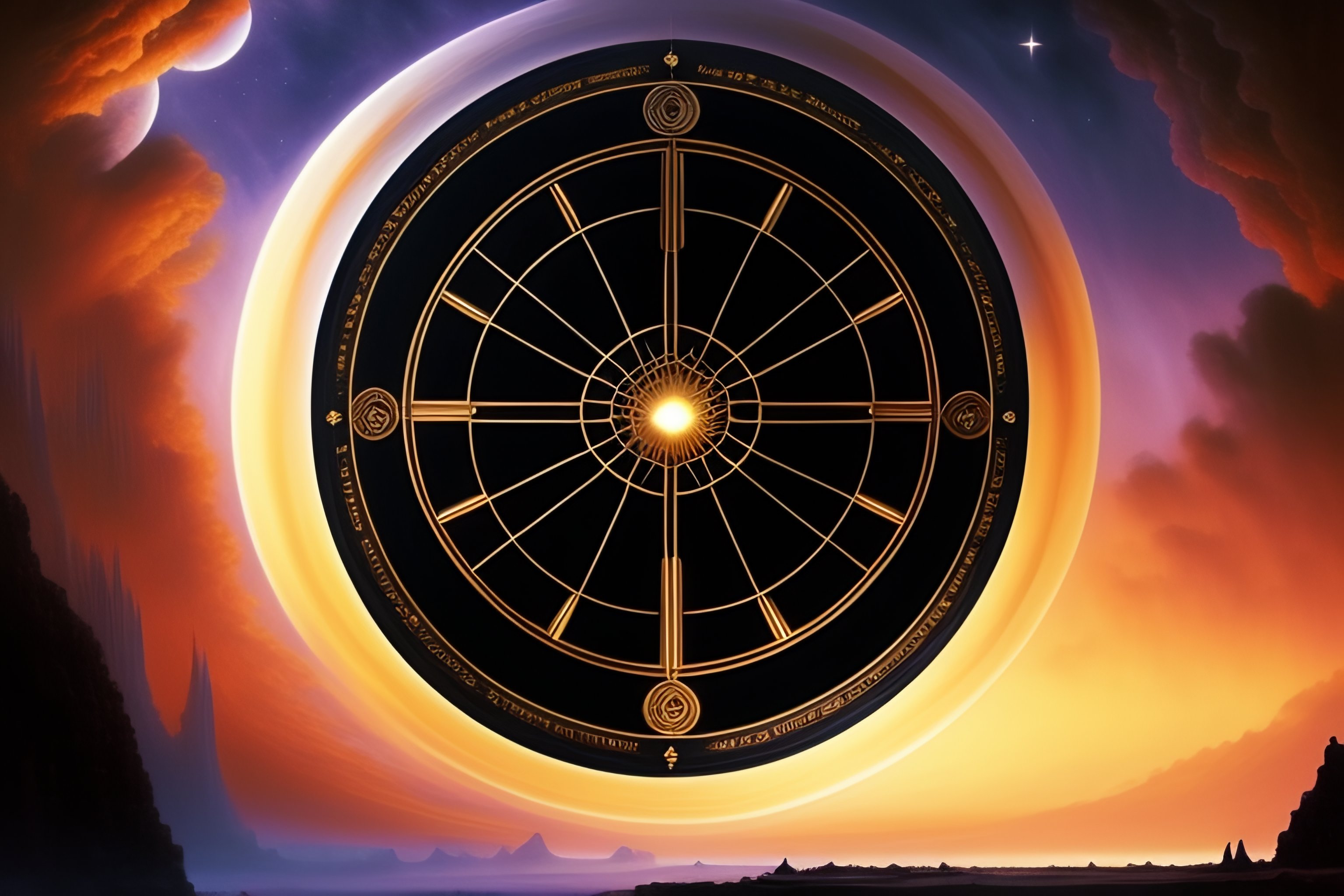 Lexica - Wheel of time, giant cog suspended in the air ::1 vast black ...