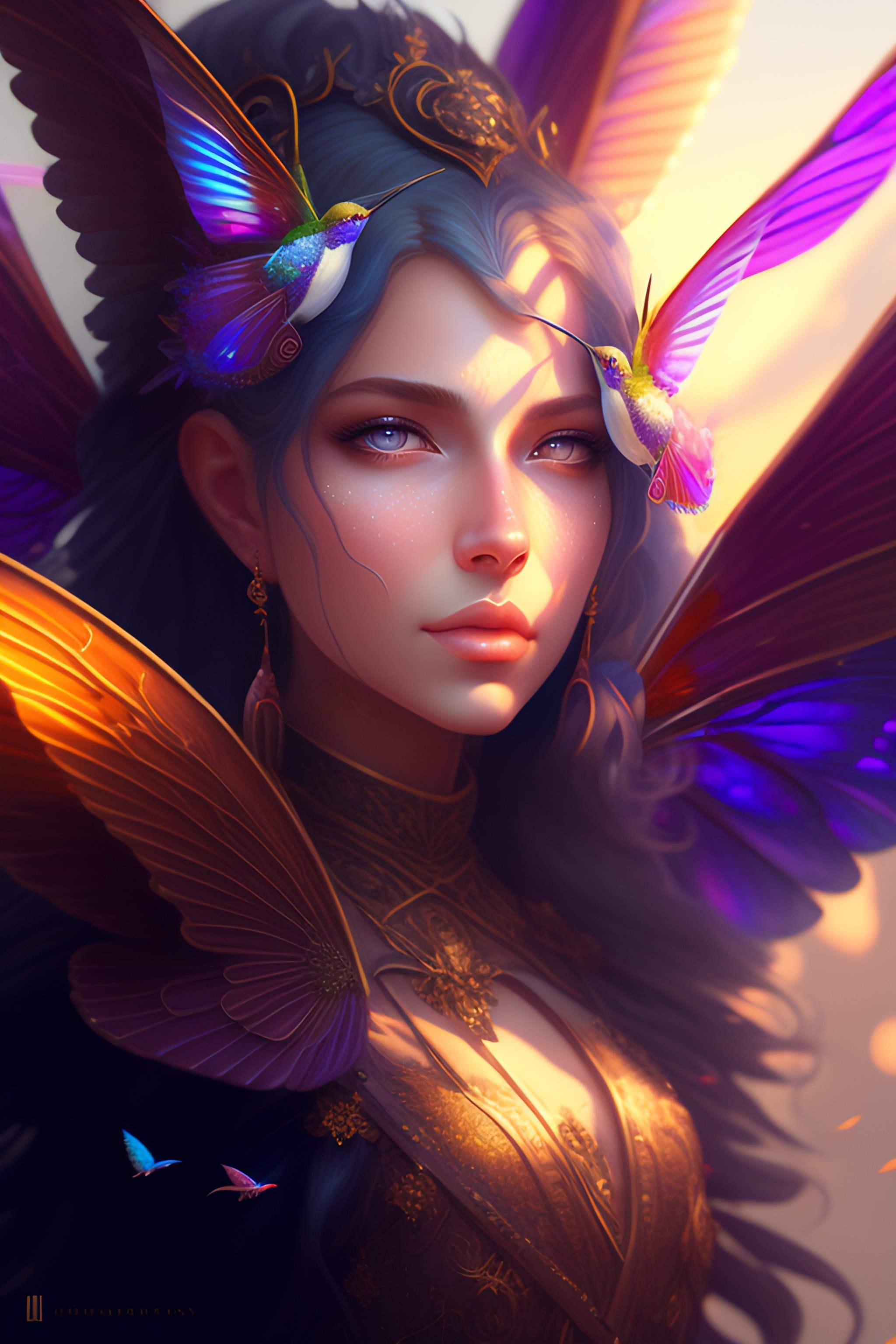 Lexica - Highly detailed portrait fairies, hummingbird wings, large ...