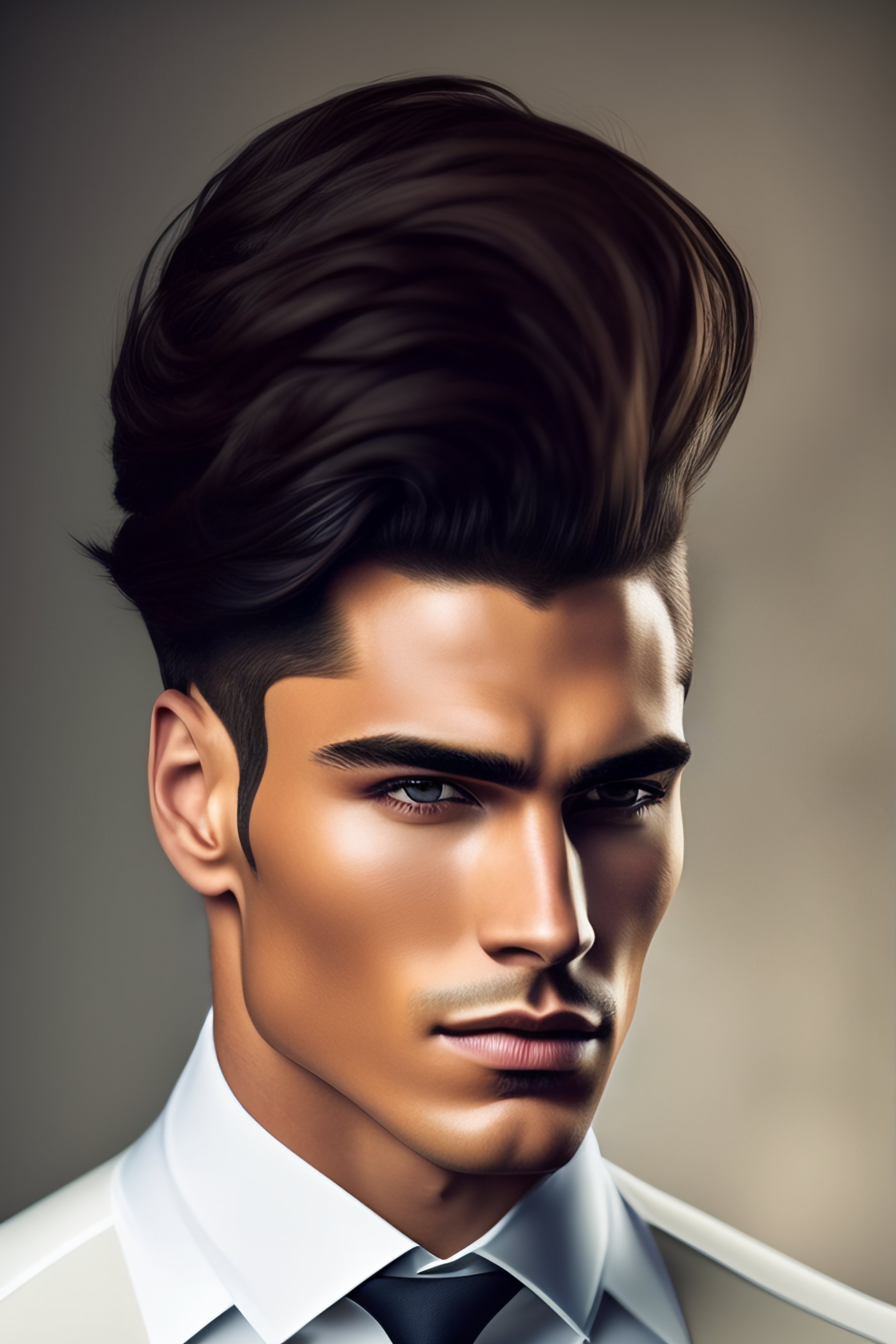 Lexica - A beautiful man with a sharp jaw and black eyes. His hair is ...