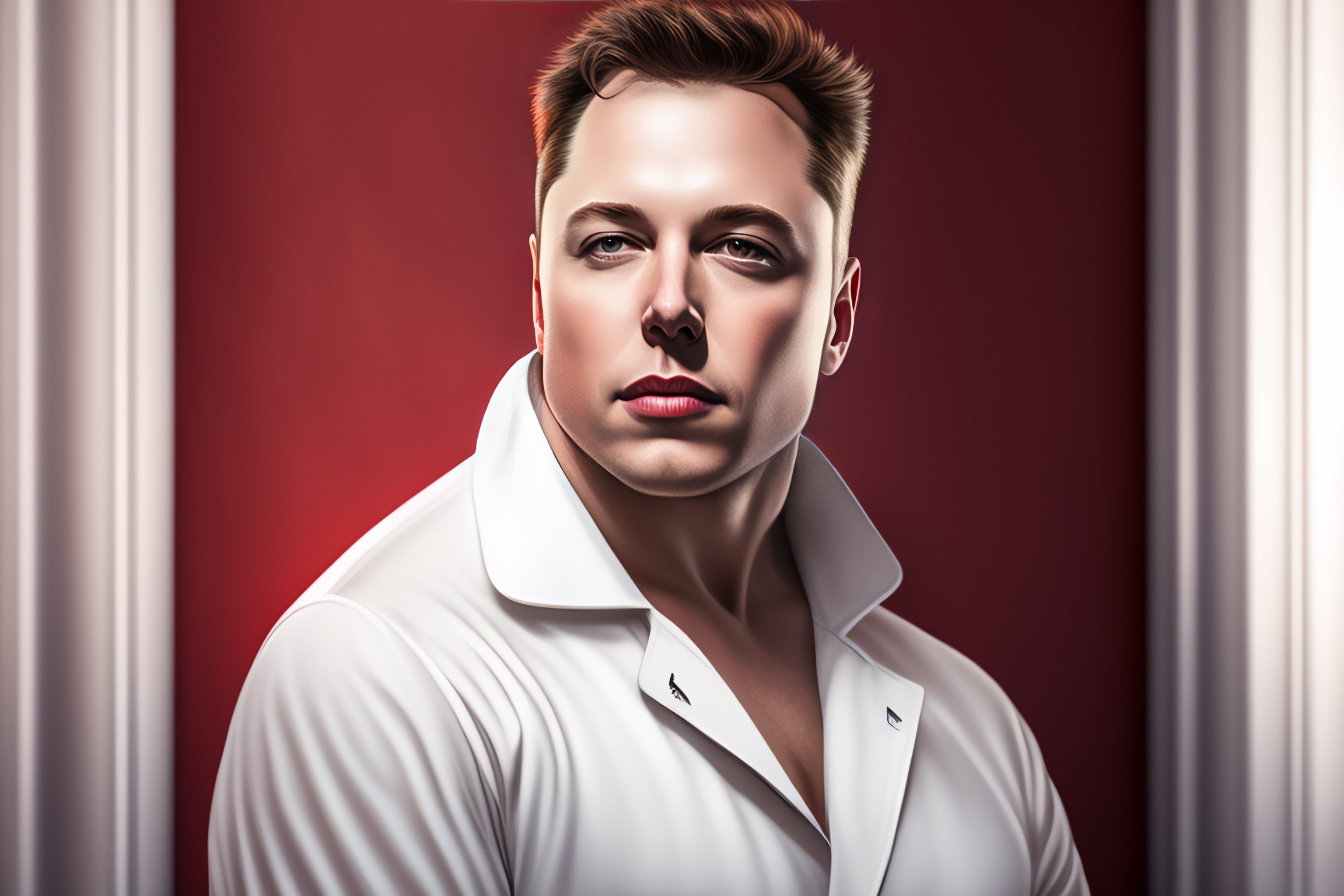 Lexica - A full-body portrait of a blonde Elon Musk wearing white ...