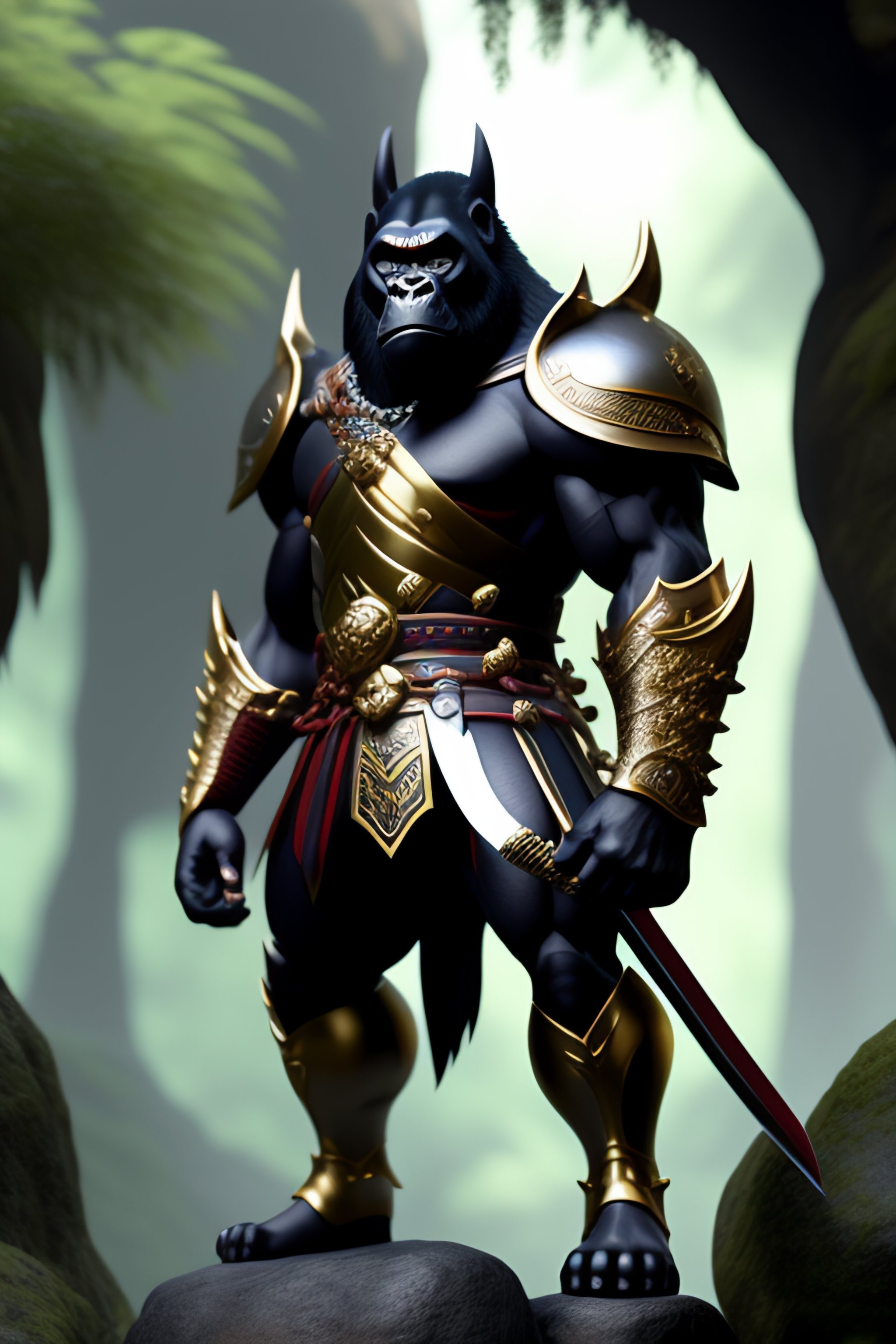 Lexica - A highly detailed matte painting of a Gorilla Samurai in full ...
