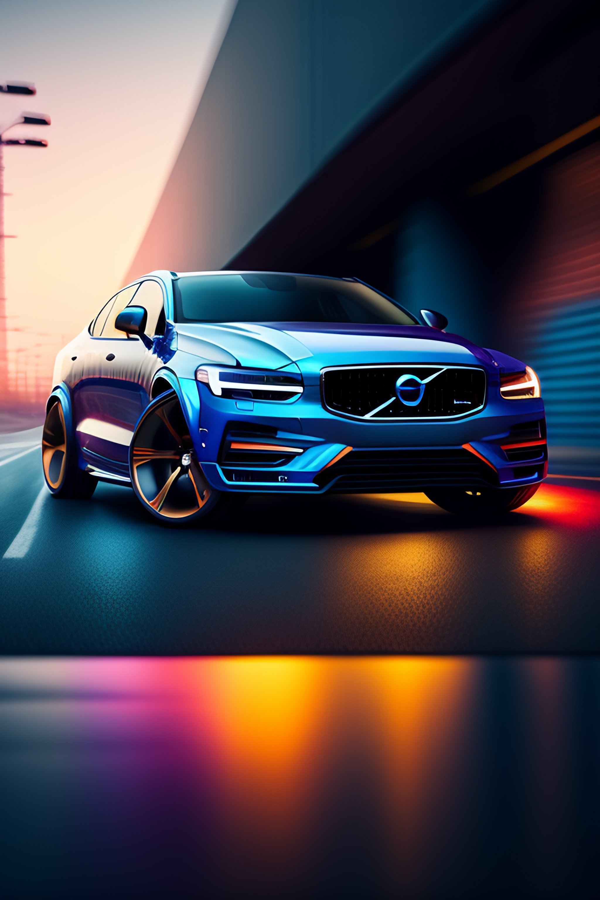 Lexica - ComplexLA style, a cyberpunk volvo car driving on a road, high ...