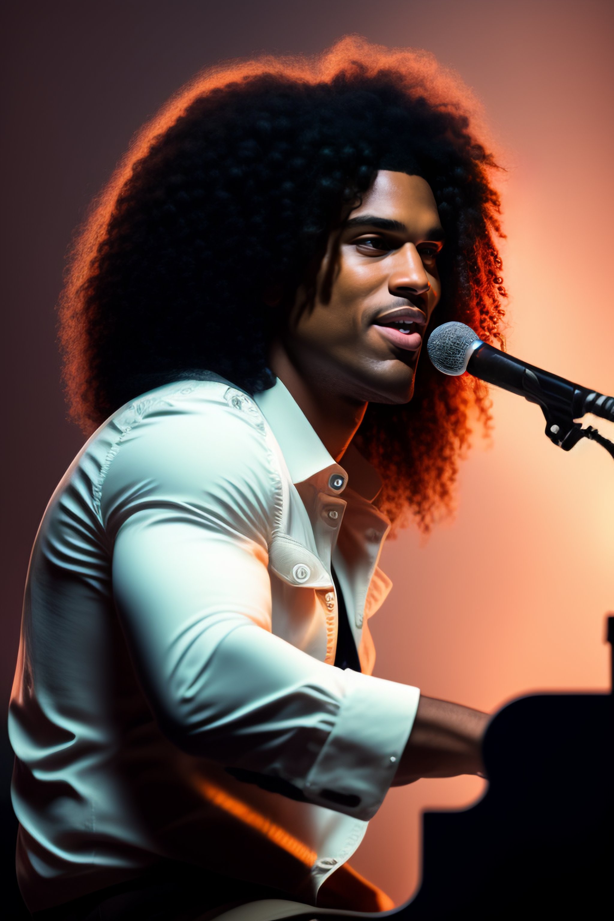 Lexica A White Man With Black Curly Hair Playing Keyboard 