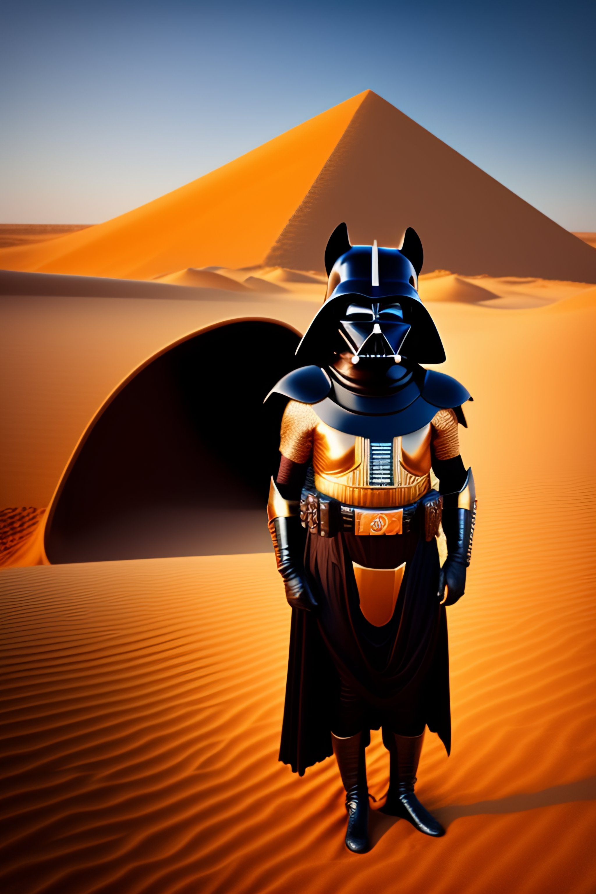 Lexica Cat Dressed As Darth Vader On Tatooine Desert World Sand Dune