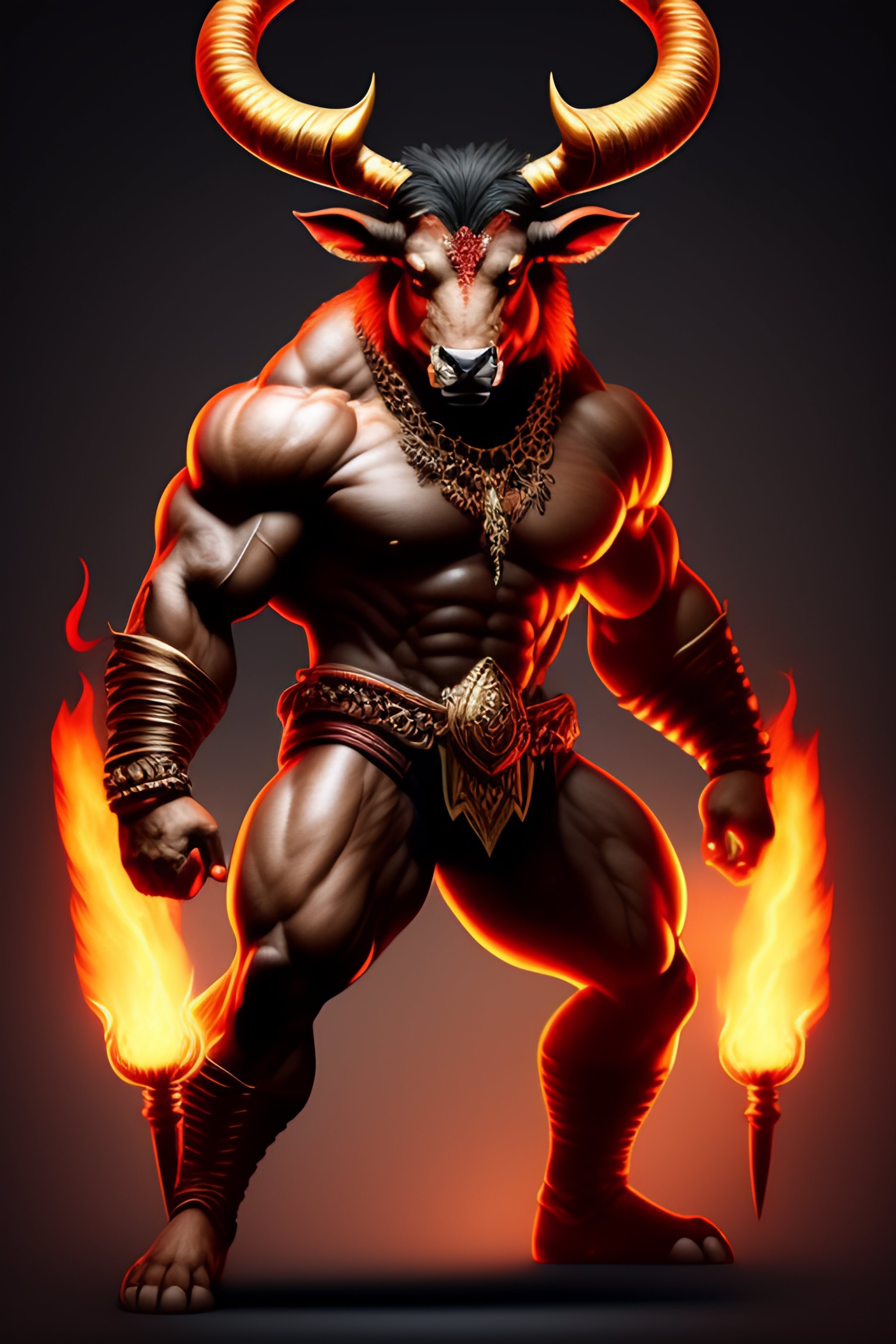 Lexica - Draw a mix of minotaur and a devil, with a lot of muscles ...