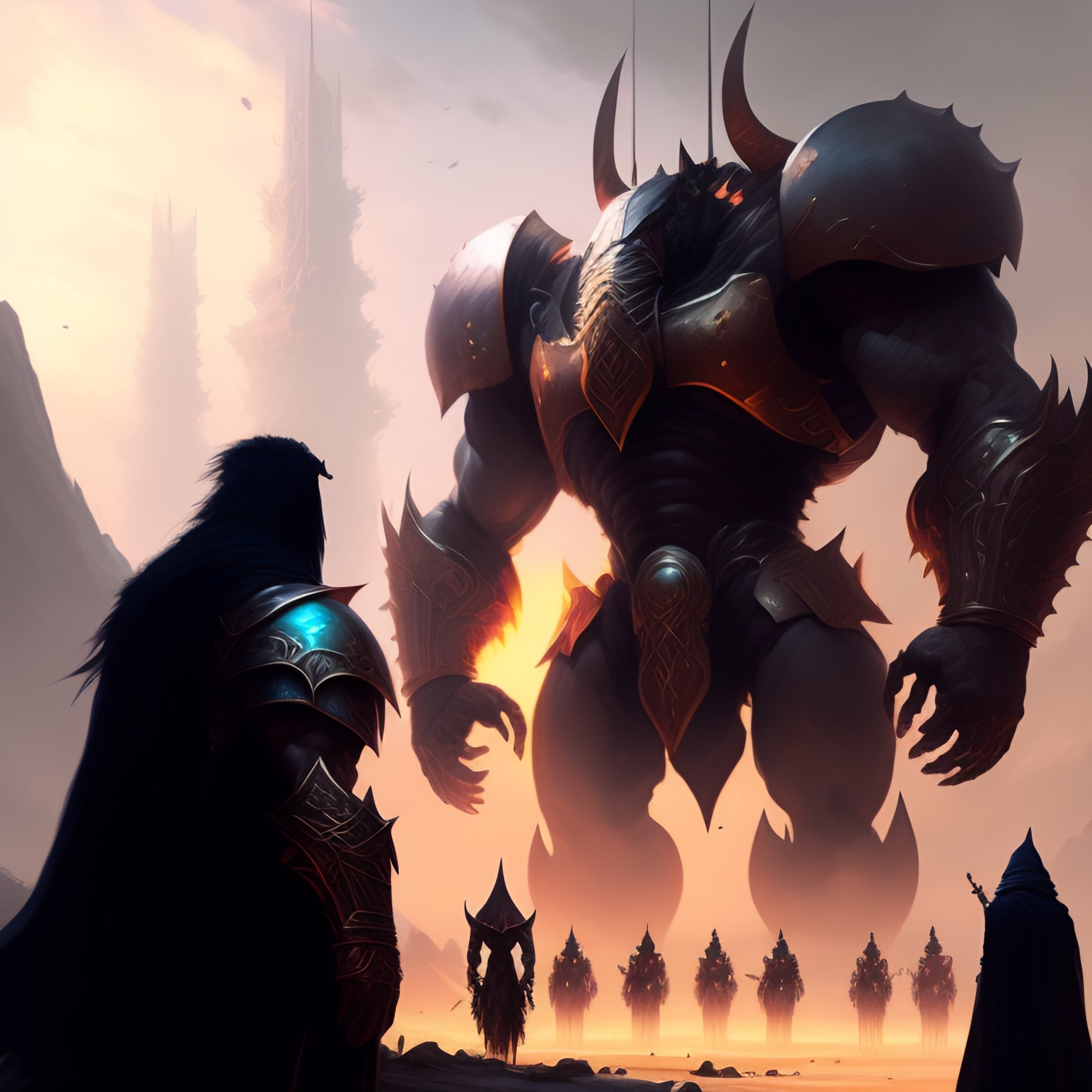 Lexica - A group of giant mostrous fomorians, by greg rutkowski