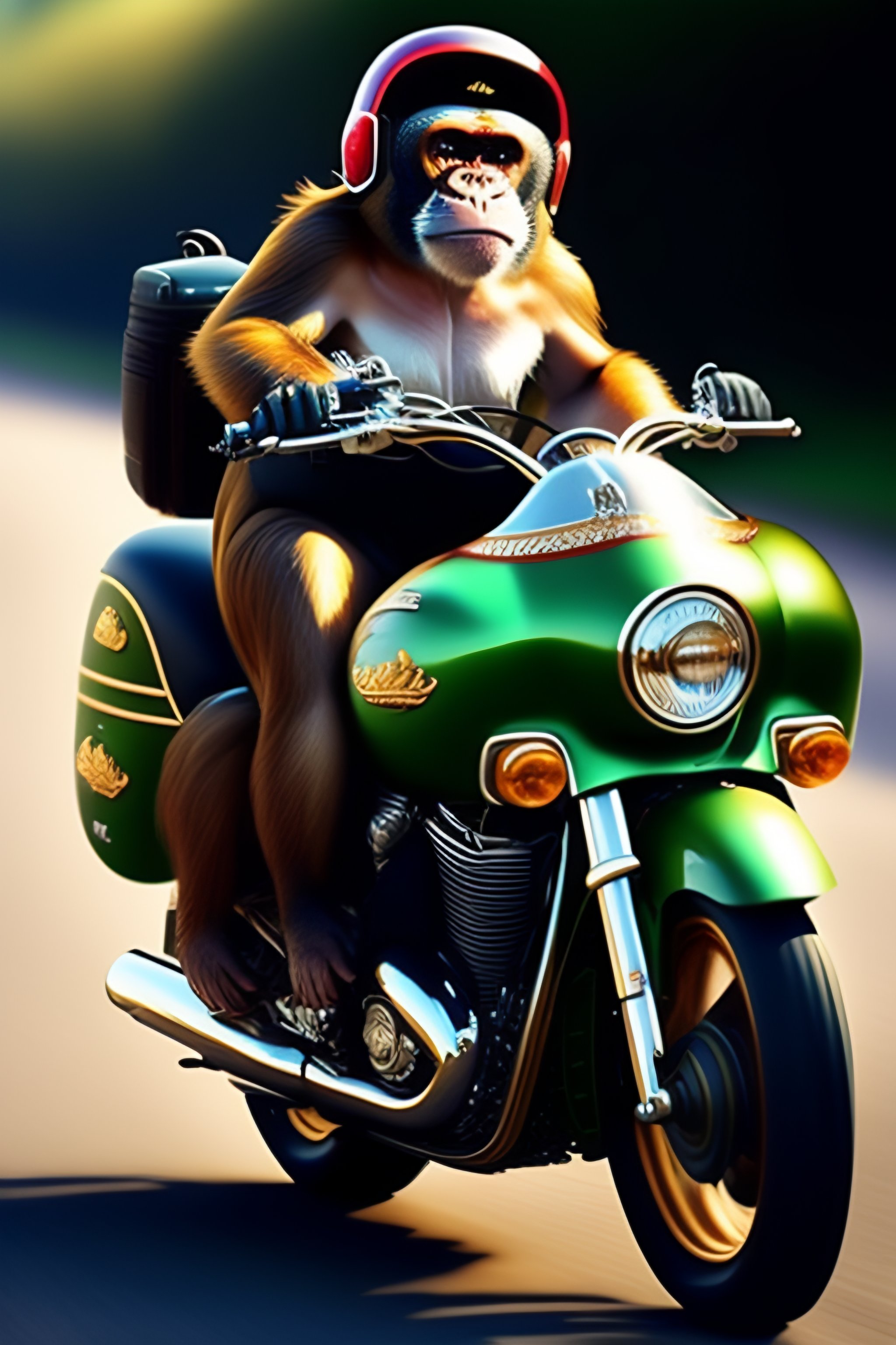 Lexica - Monkey funy riding a motorcycle, with face Pepe mujica, very ...