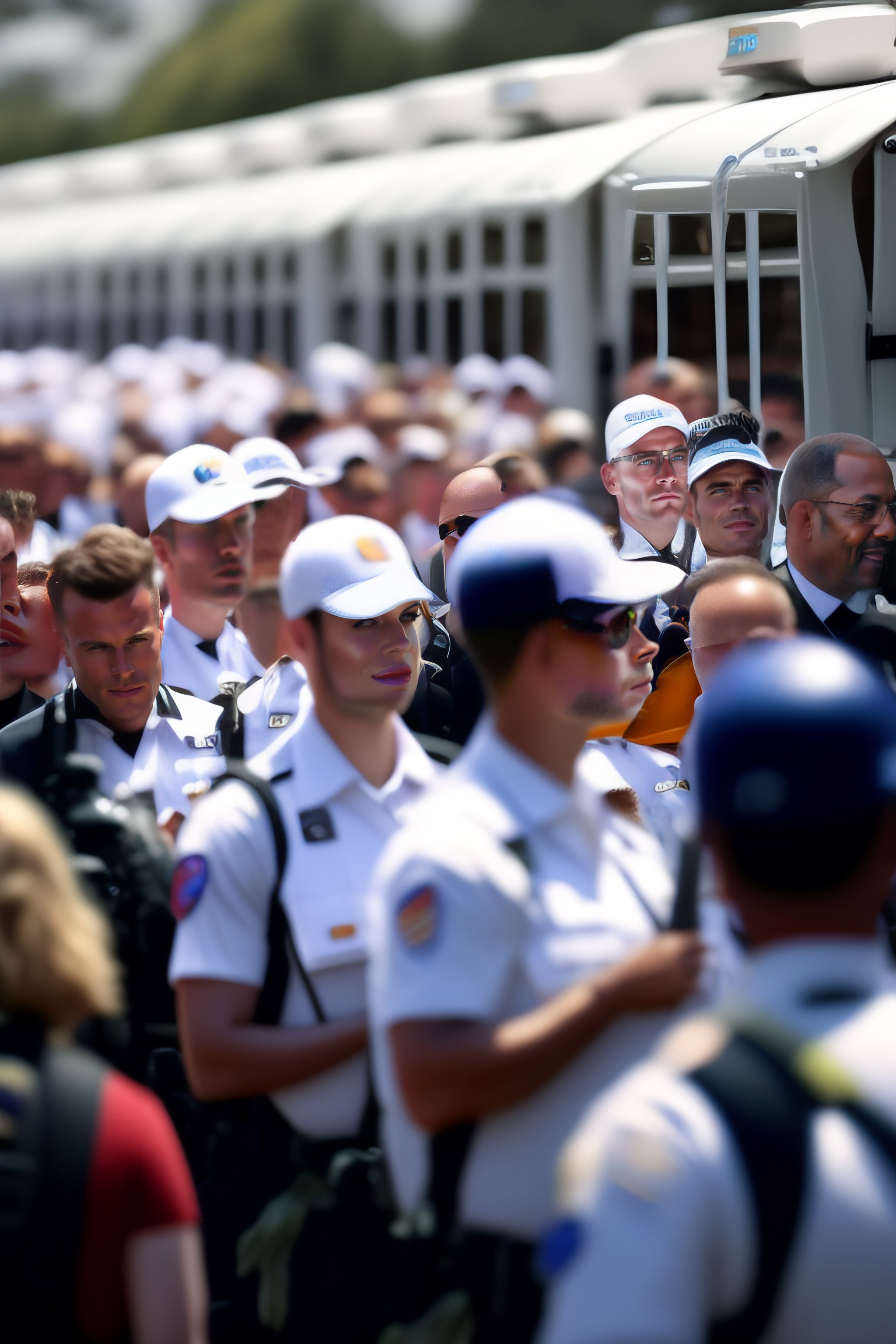 Lexica - A huge crowd of white people wearing white maintenance uniform ...
