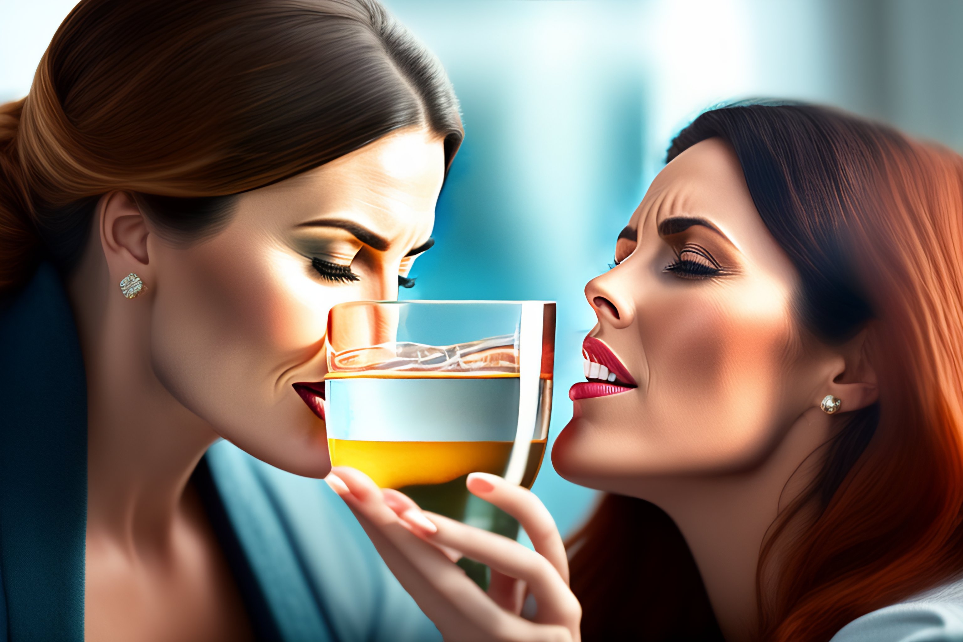 Lexica - Woman swallowing a thyroid medication pill with a glass of water