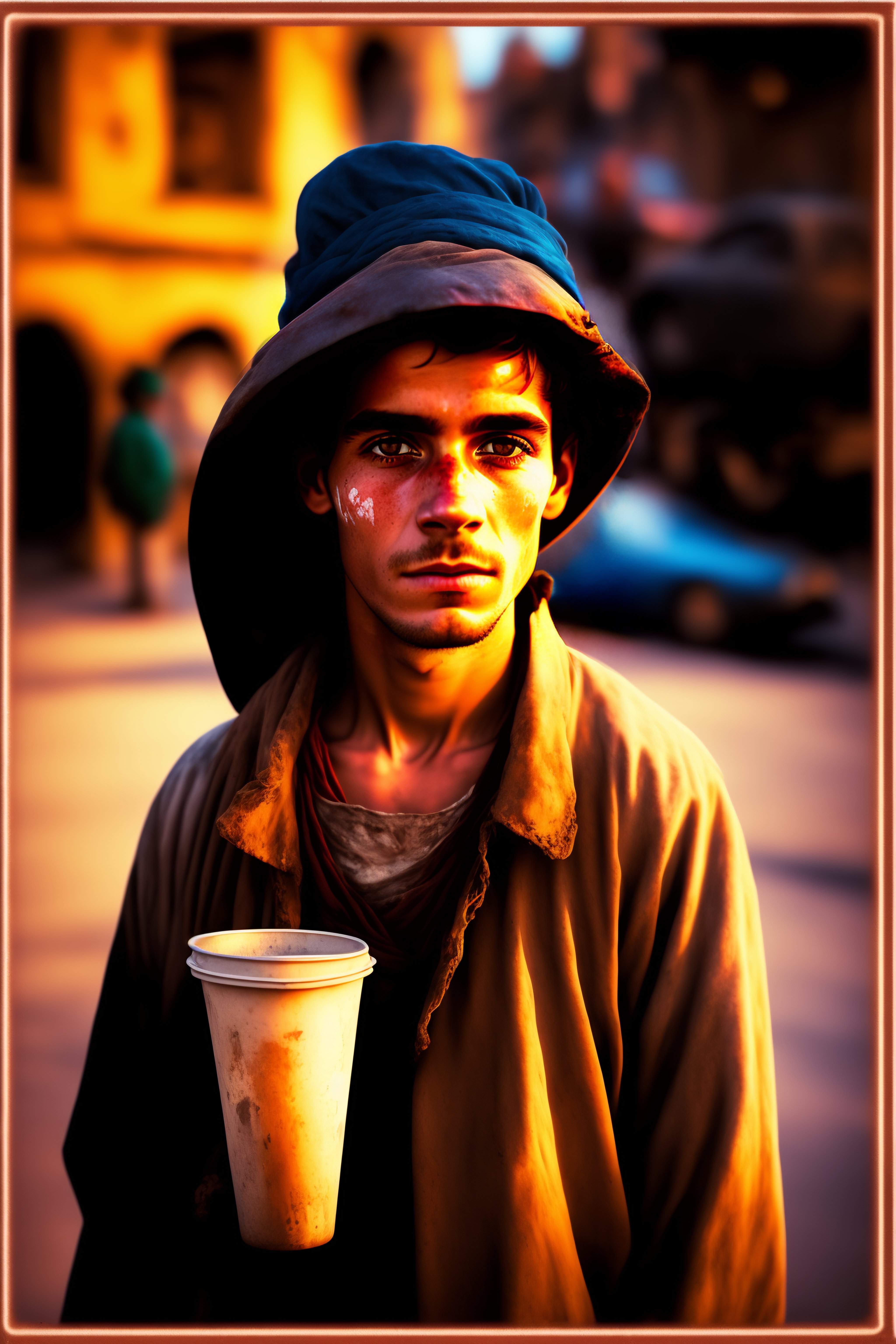 Lexica - Picture of a white 25 year old street beggar, with a dirty ...