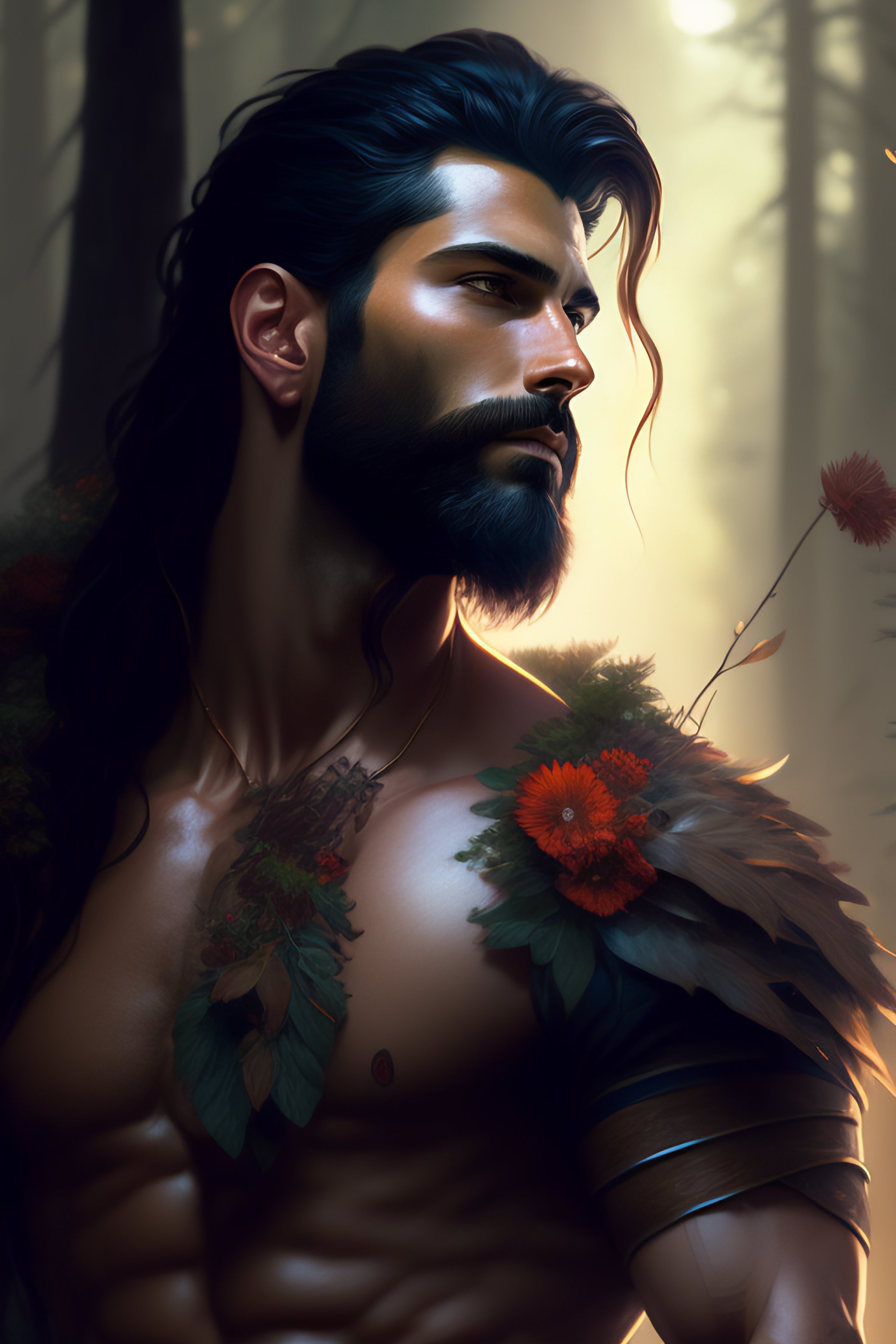 Lexica - God of the forest, 3 0 years old, rugged, handsome, dark hair ...