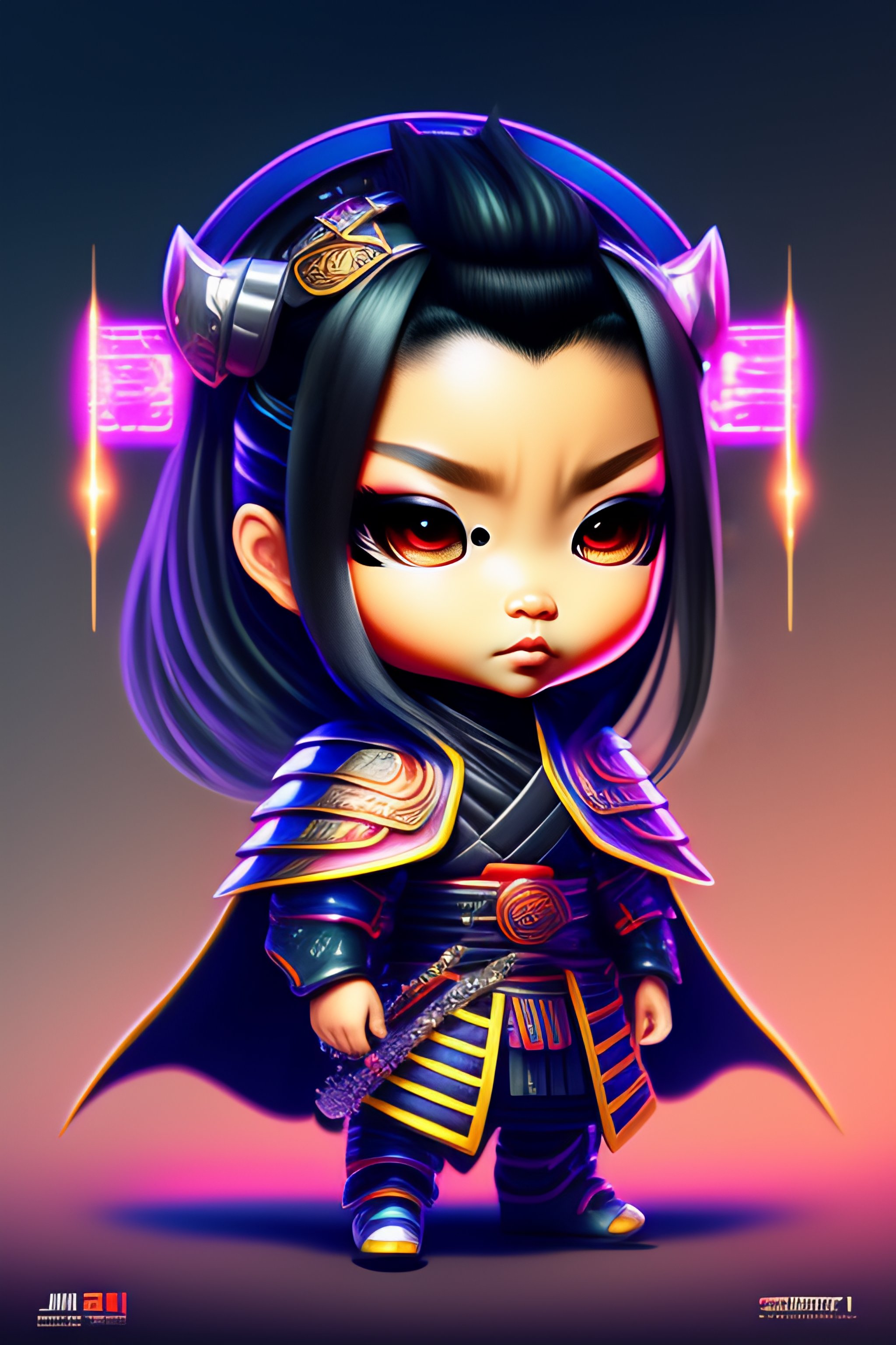 Lexica - Cyberpunk samurai chibi, cartoon