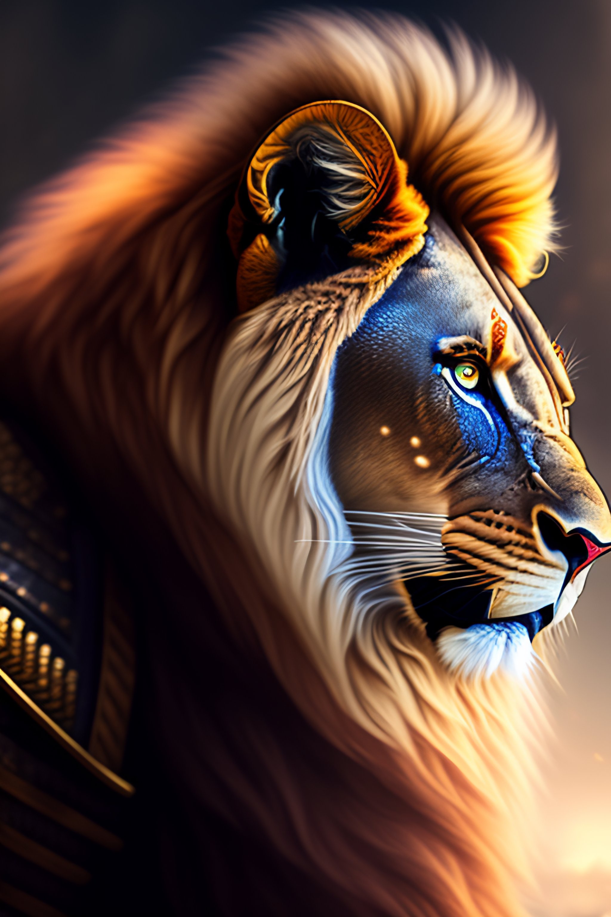 Lexica - Commission portrait of a male anthro LION wearing heavy combat ...