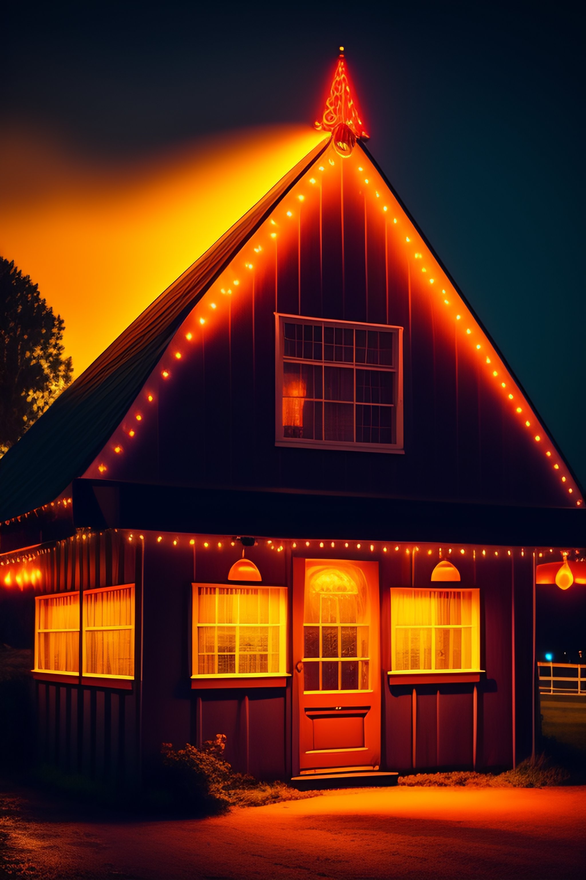 Lexica - Vintage dark county fair, orange lights, spooky, realism