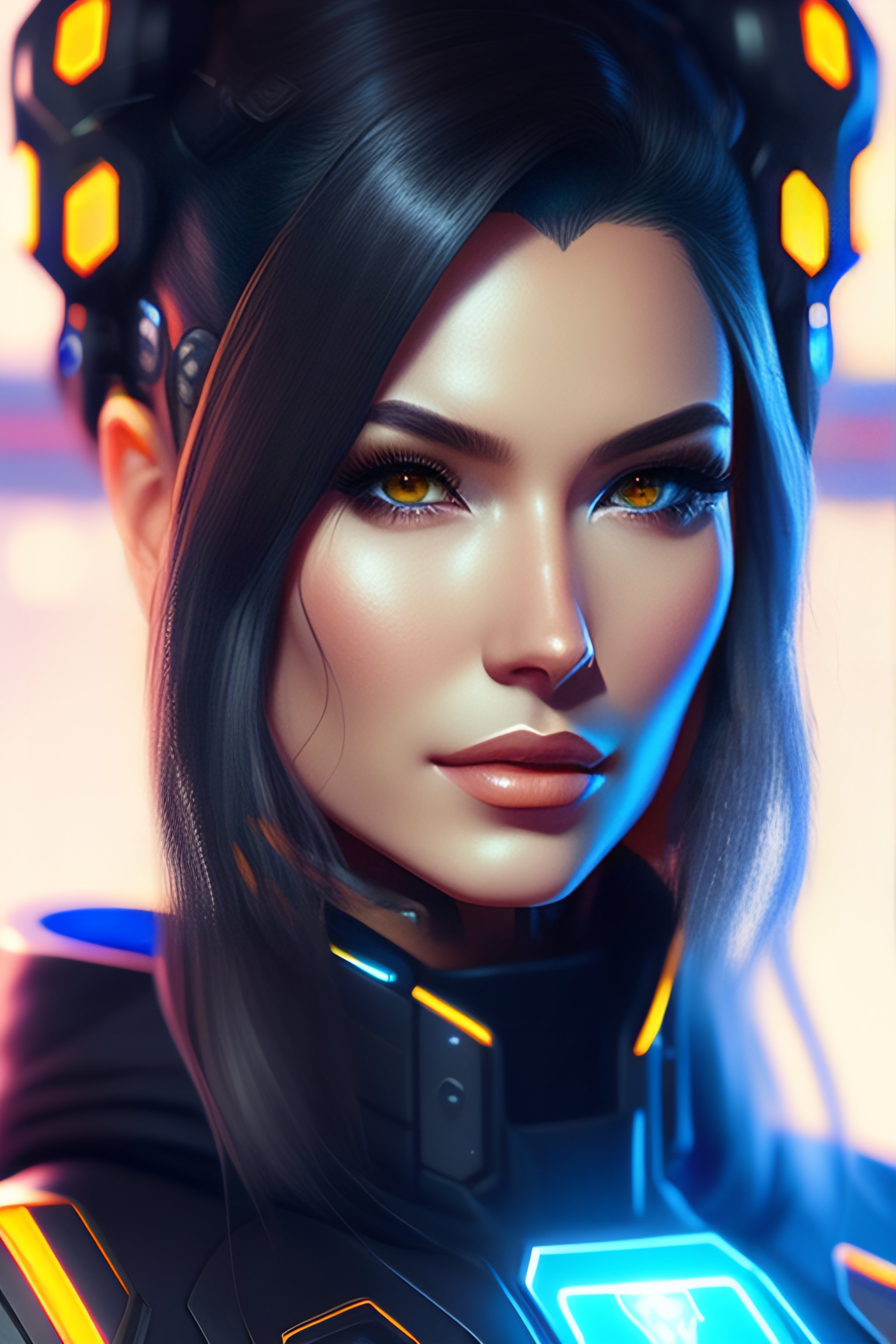 Lexica - Symmetry portrait of dva from overwatch, closeup, sci - fi ...