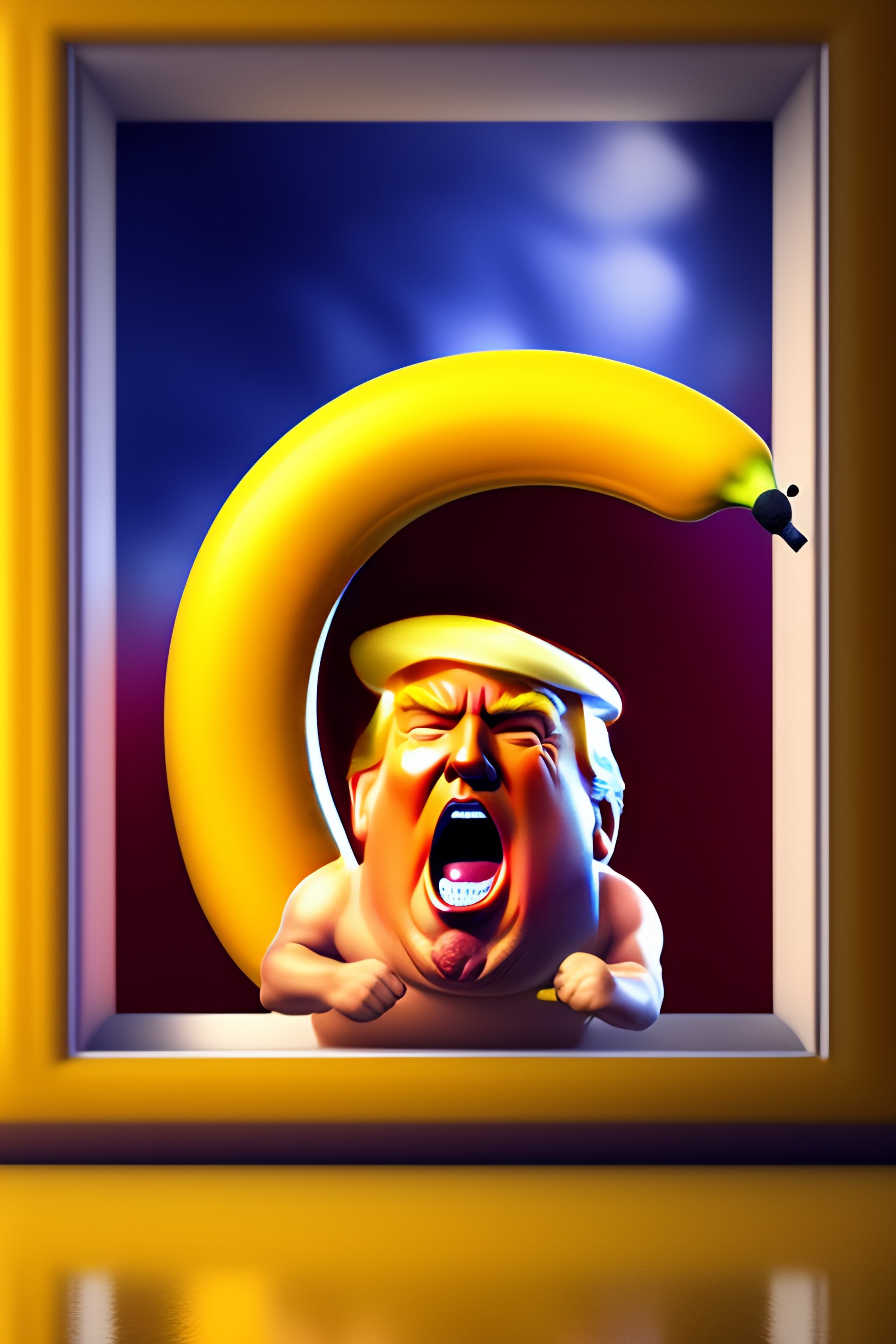 Lexica - Pixar style dreamlike, Donald Trump Fighting a banana