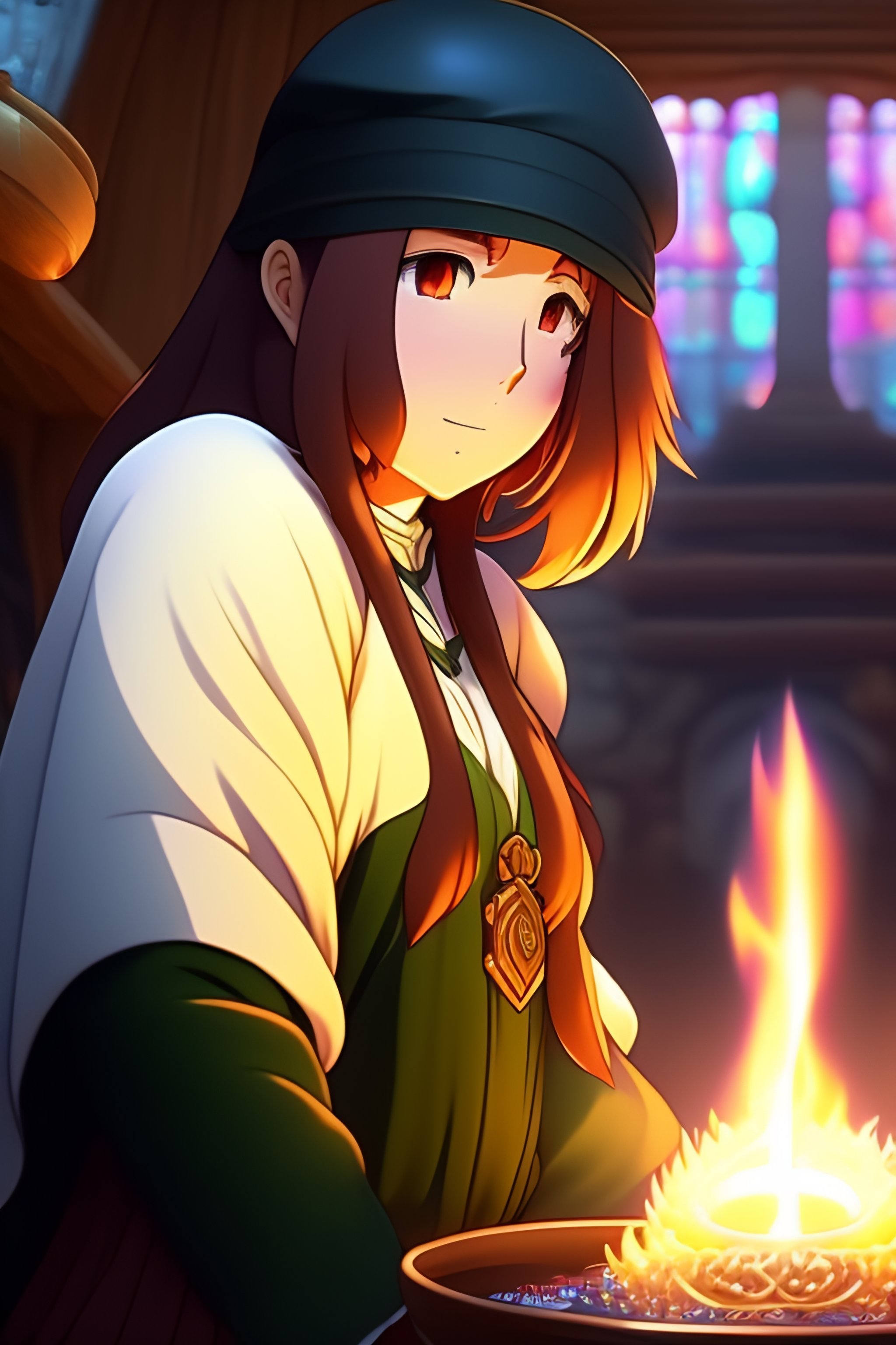 Lexica - Cleric casting healing magic, ghibli, anime style
