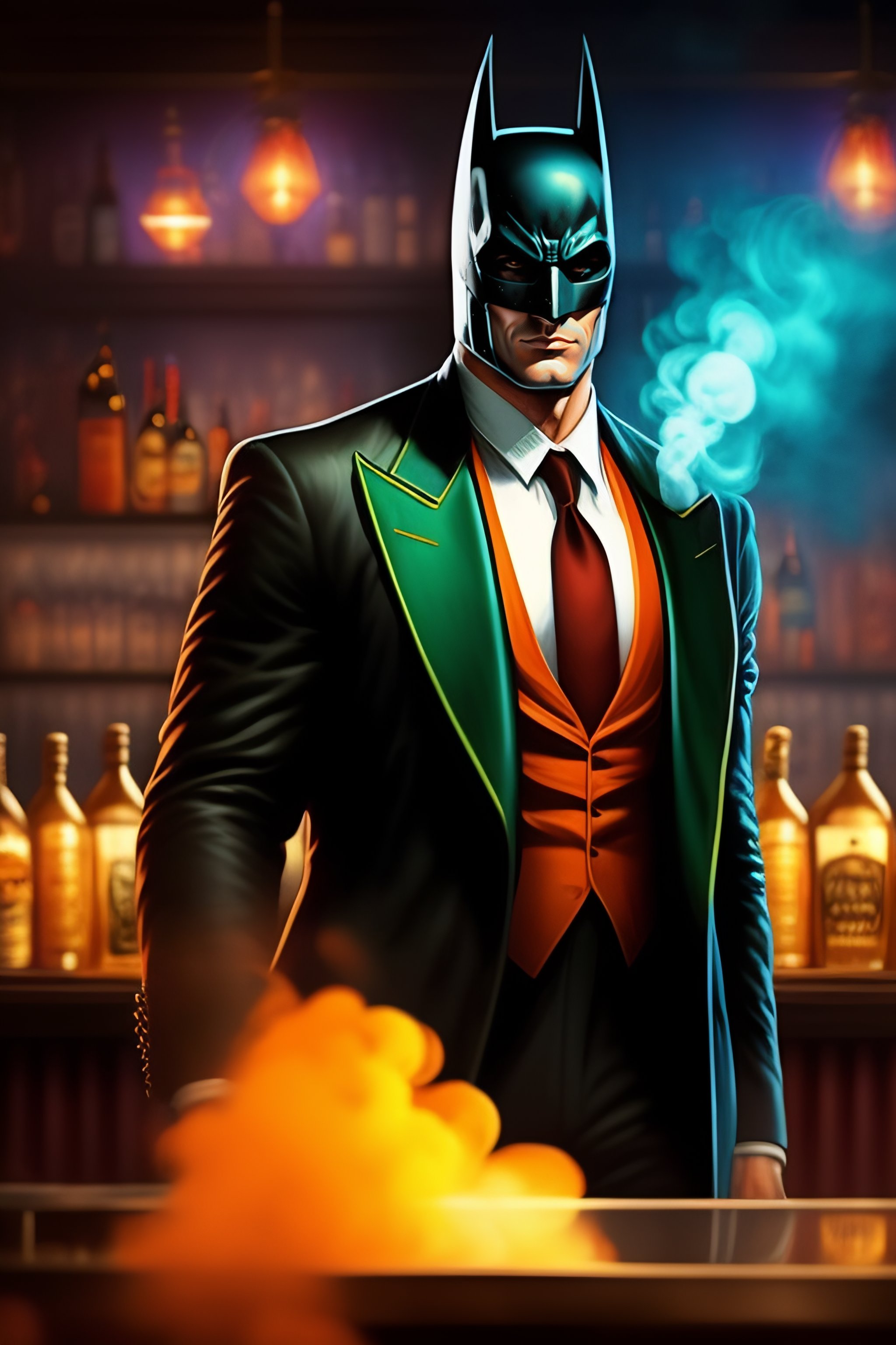 Lexica - Batman inside a vintage bar in 1920s,black batman suit,mafia ...