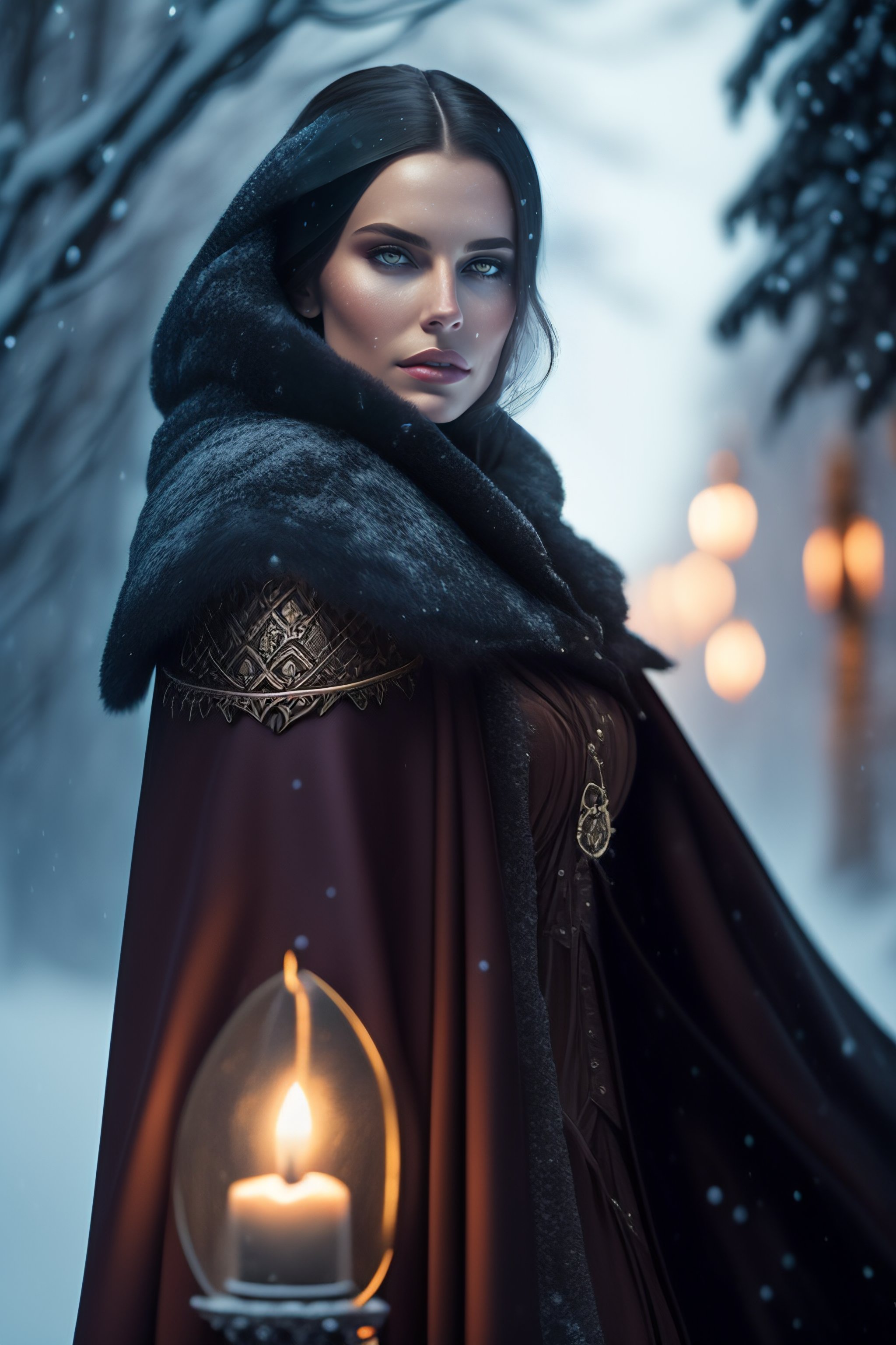 Lexica - Close up film photo, portrait of a winter gothic woman ...