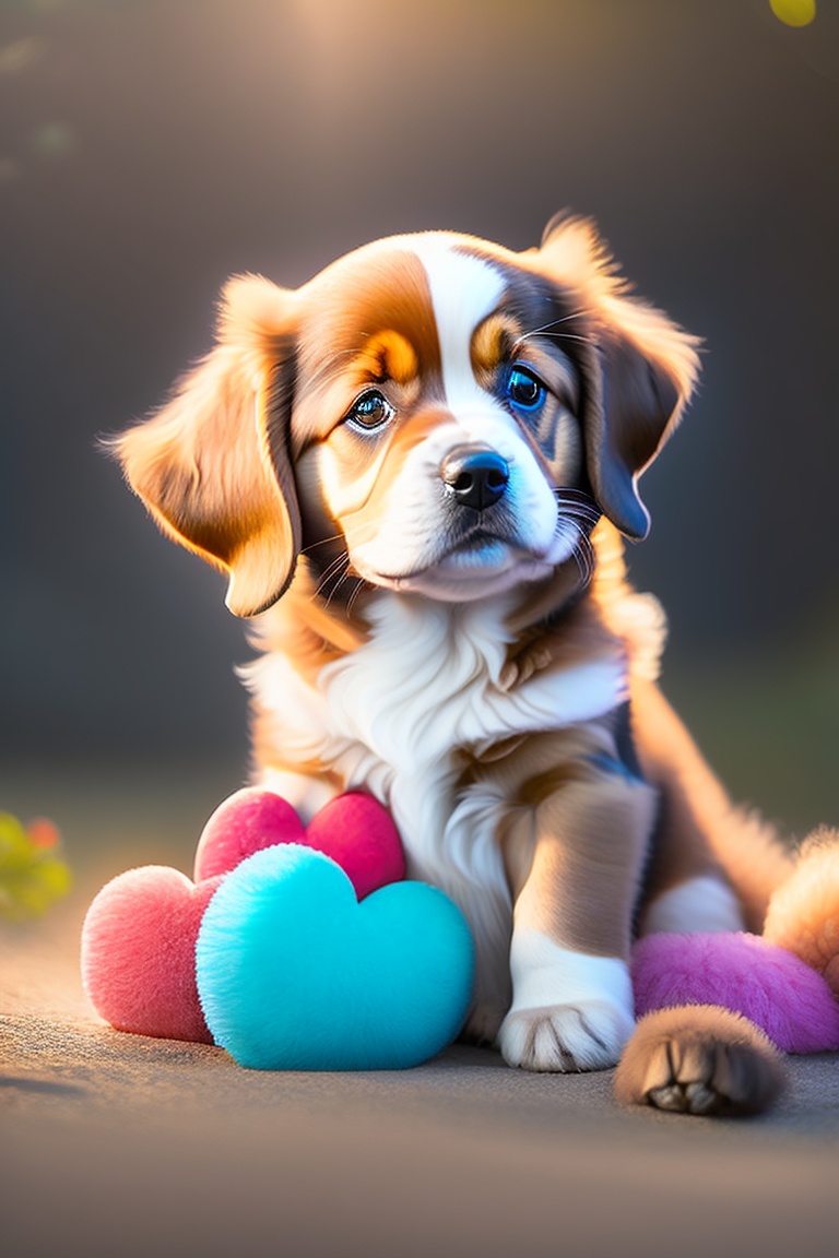 Lexica - A heart-melting sight of an adorable puppy holding a heart ...