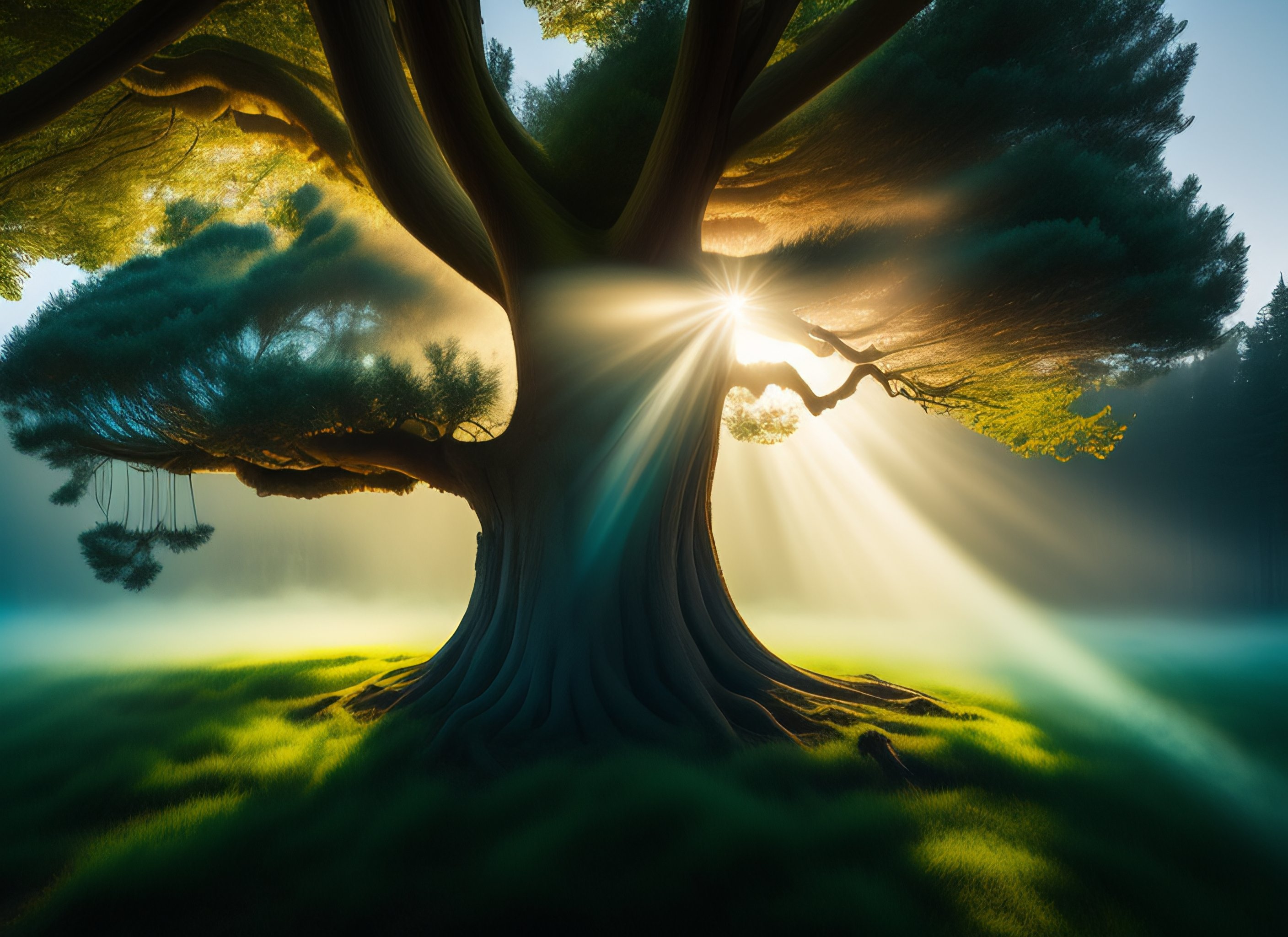 Lexica - Very broad twisted tree with multiple trunks and branches ...