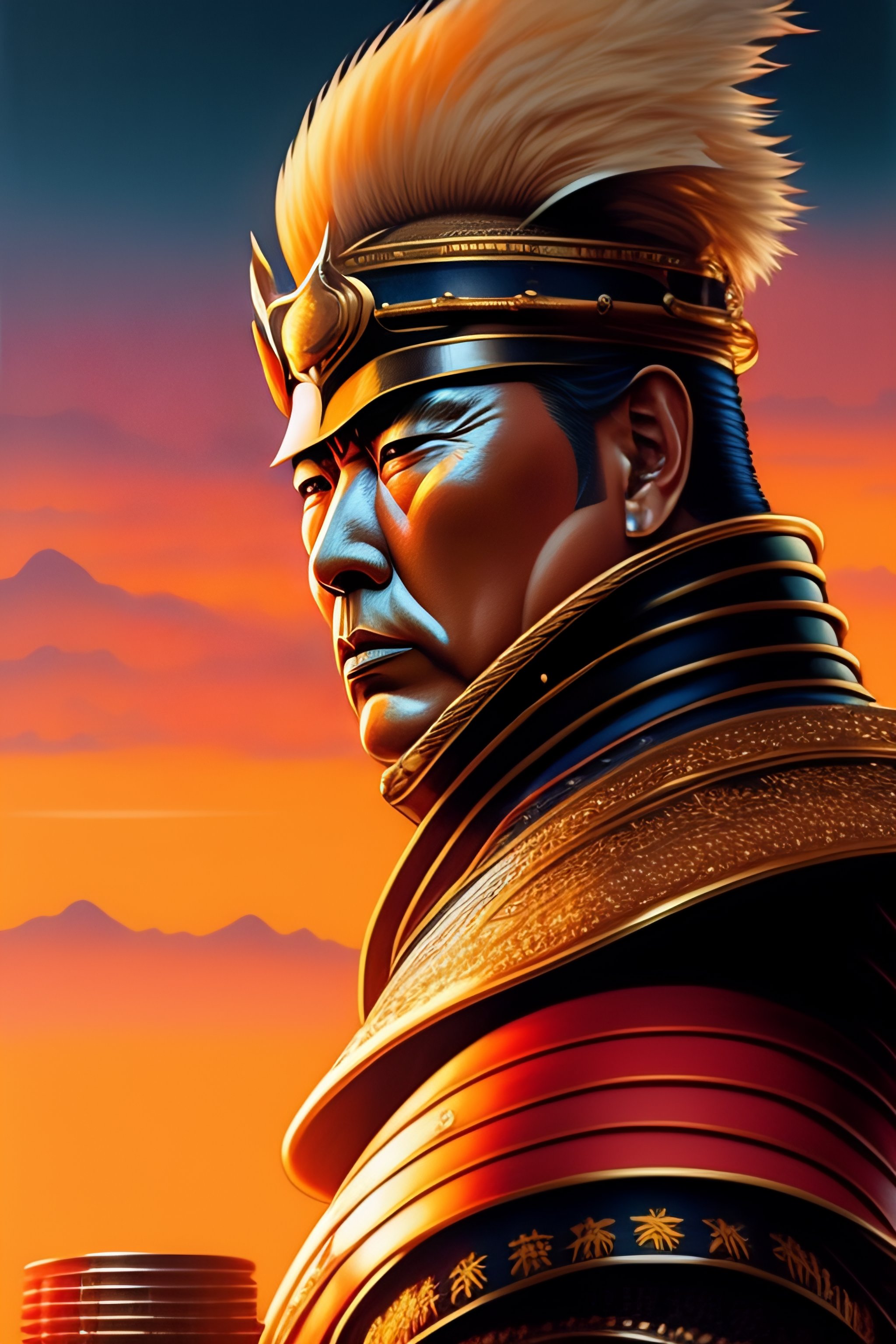 Lexica - Poster of donald trump as a samurai, wearing cyberpunk ...