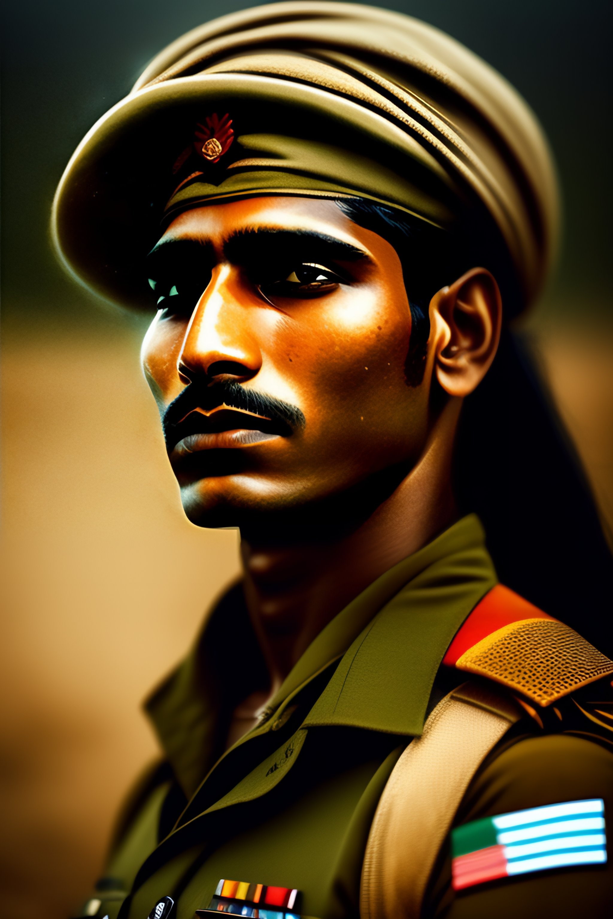 Lexica - Portrait of modern next generation indian soldier covered by blood