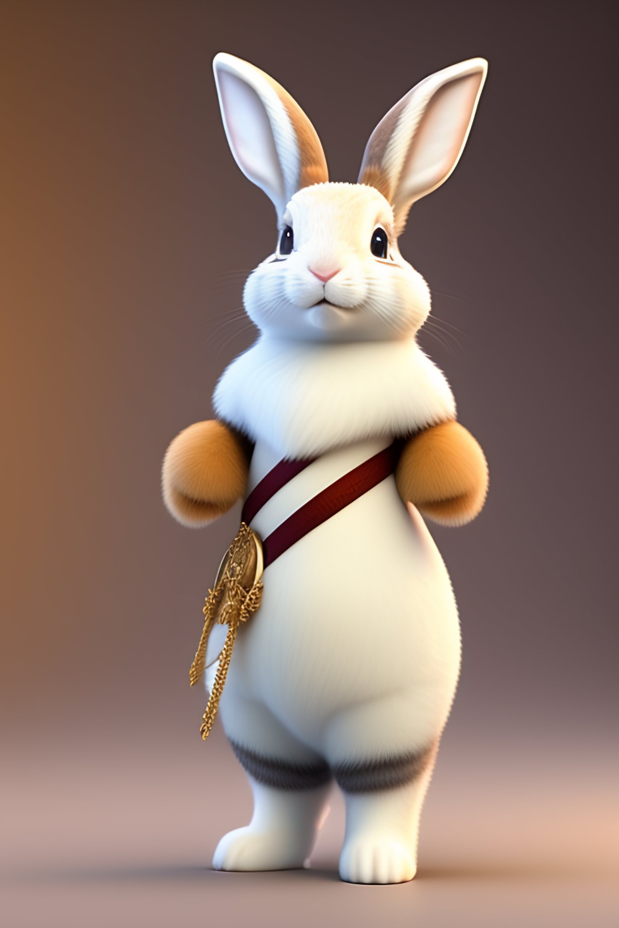 Lexica - 3D rendering of a cute smiling rabbit in white color with fur ...