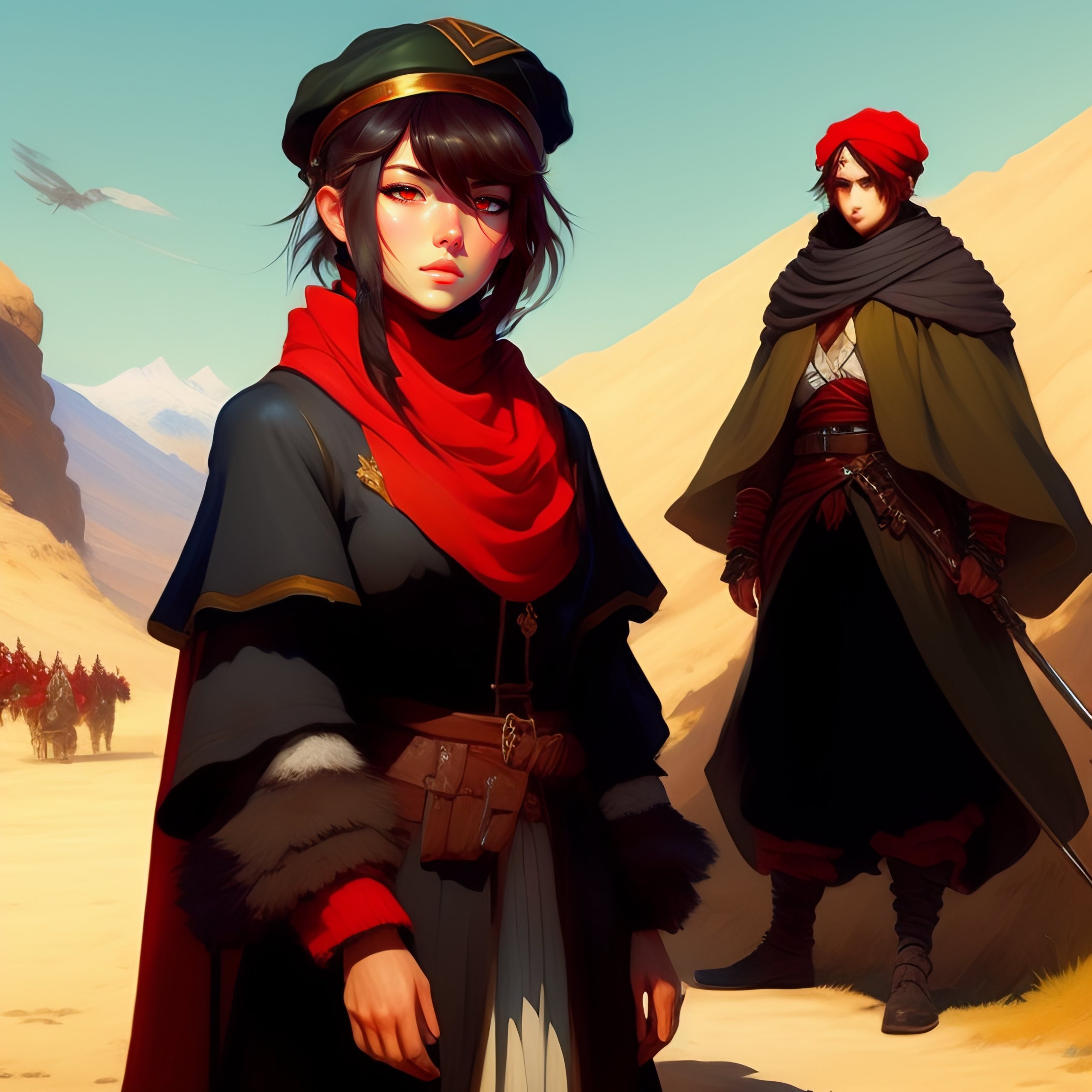 Lexica - Capitals girl with a sailor red cap,red and black color ...