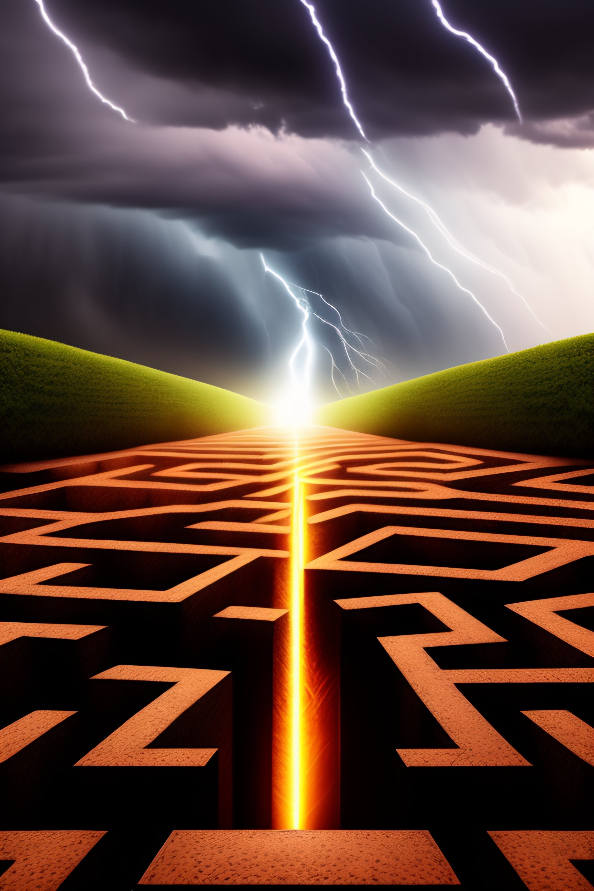Lexica - A bolt of lightning shooting through a maze, taking the ...