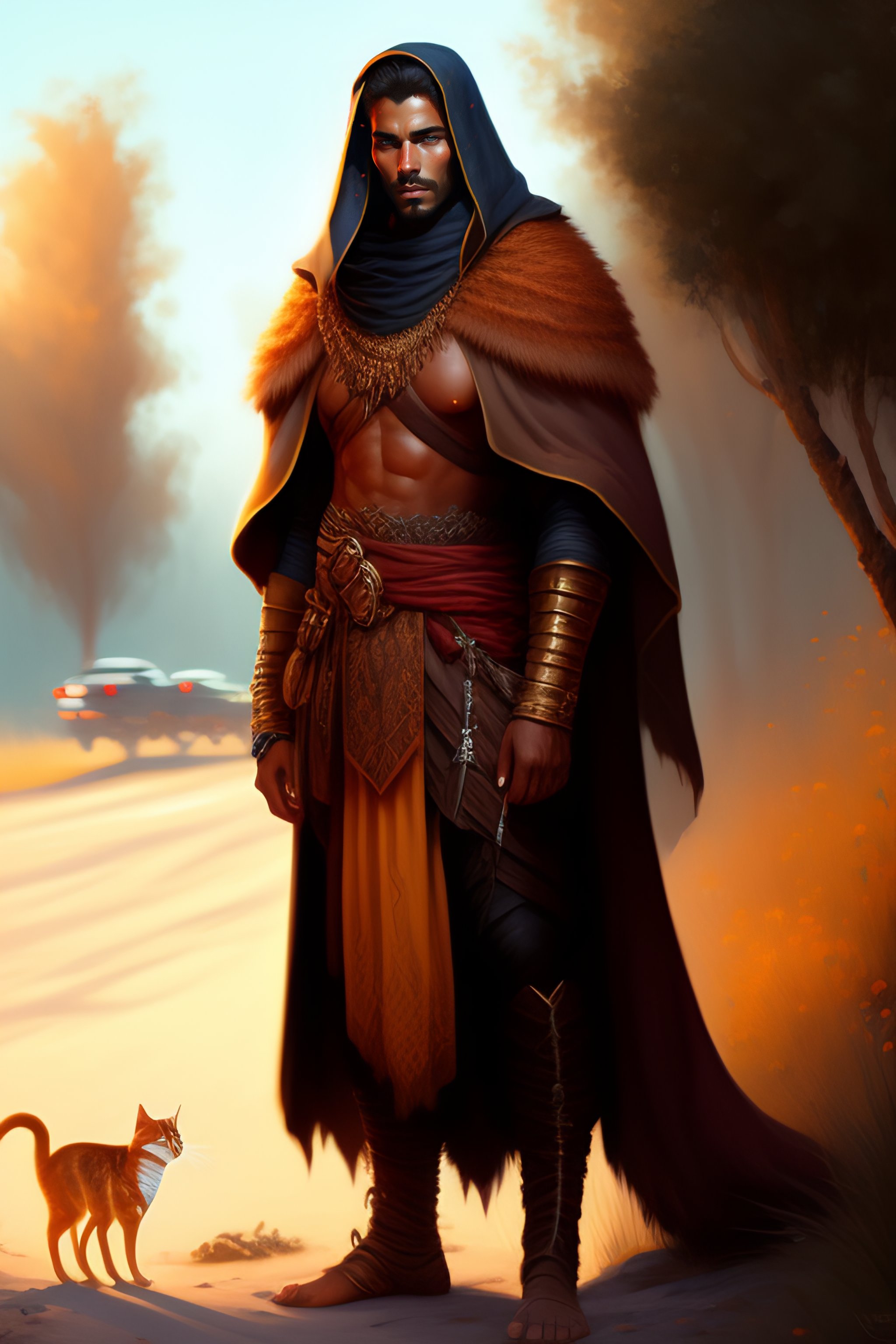 Lexica - A full body portrait of a cat quarter bedouin blind pulp ...