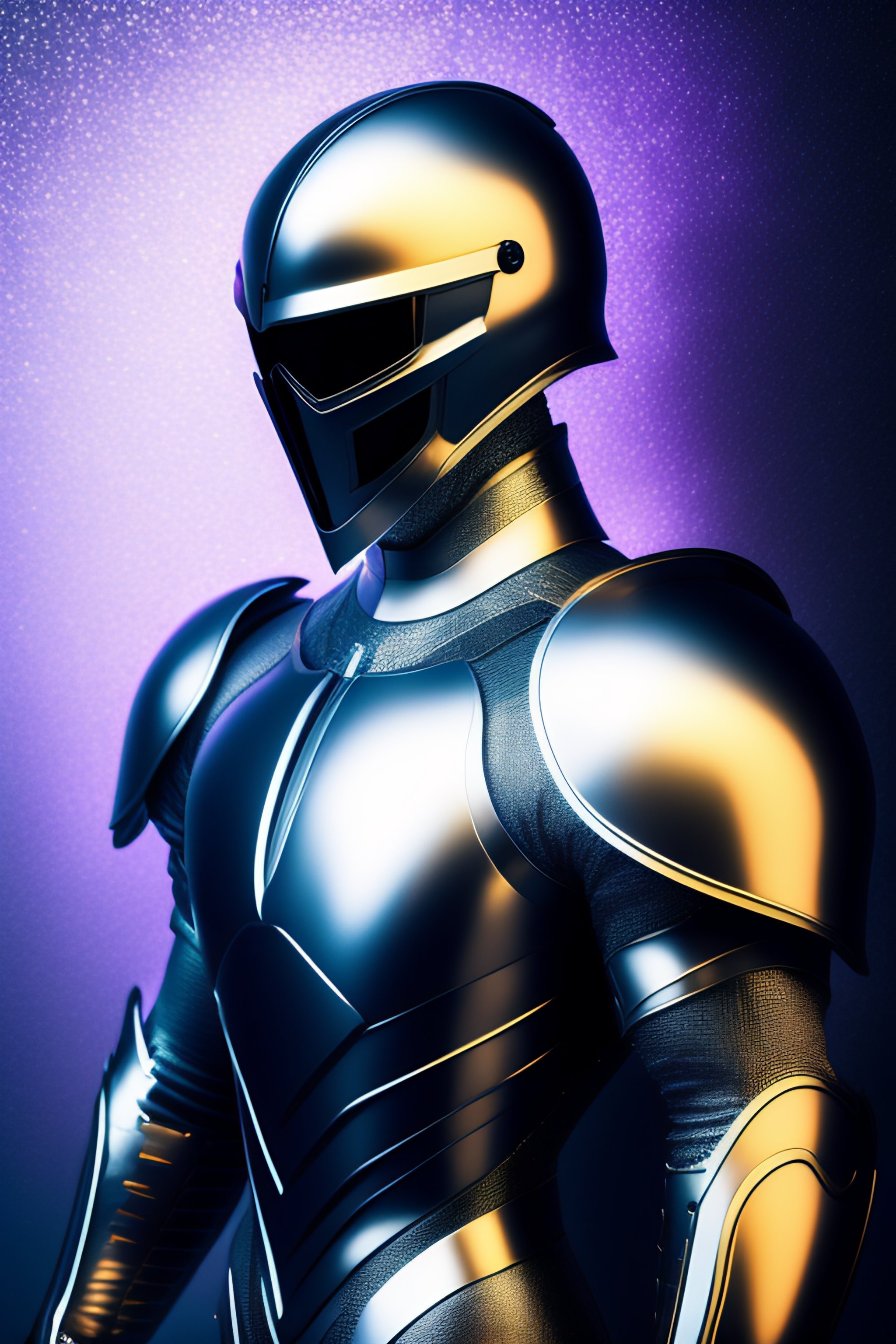 Lexica - A photograph of a silver smooth armour made of white titanium ...