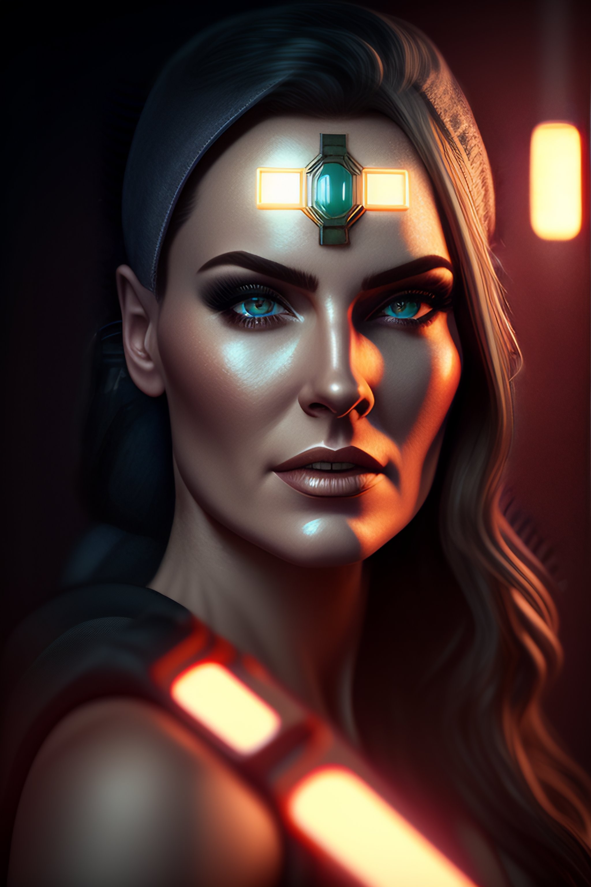 Lexica - Award winning front face portrait of a beautiful female cyborg ...