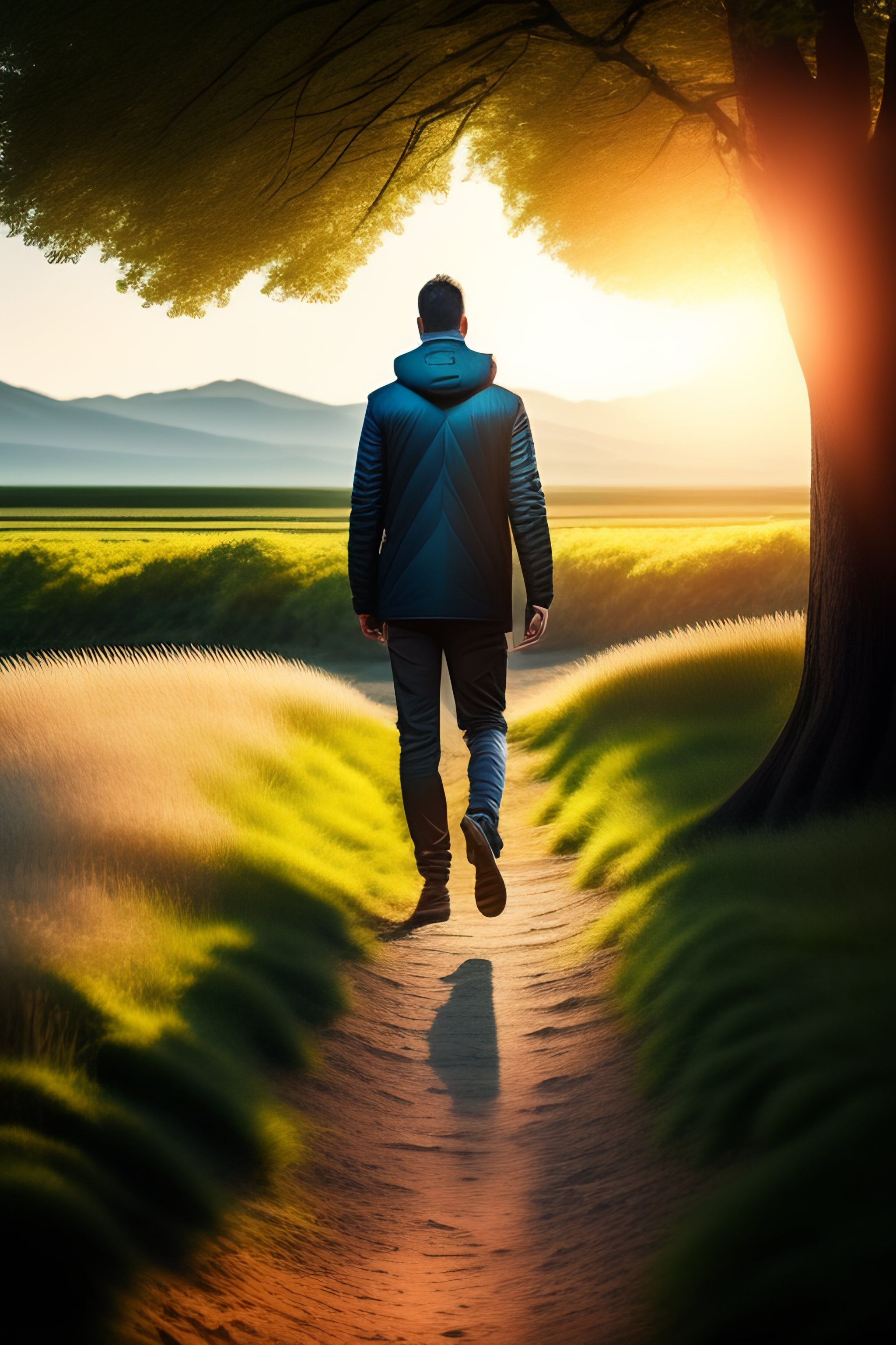 Lexica - Homme qui se balade dans un champs