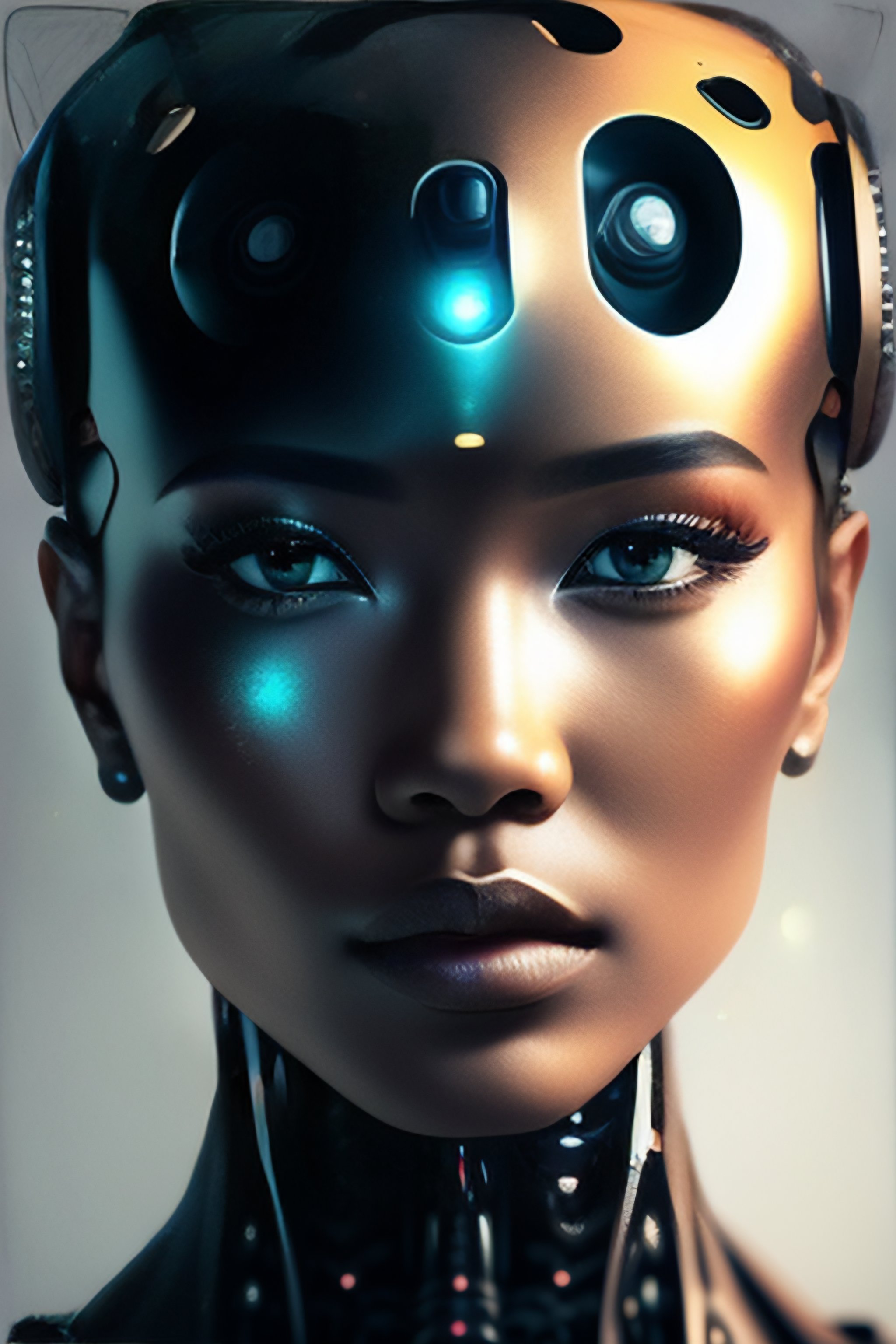 Lexica - A human head with 50% of it looking like an ai robot