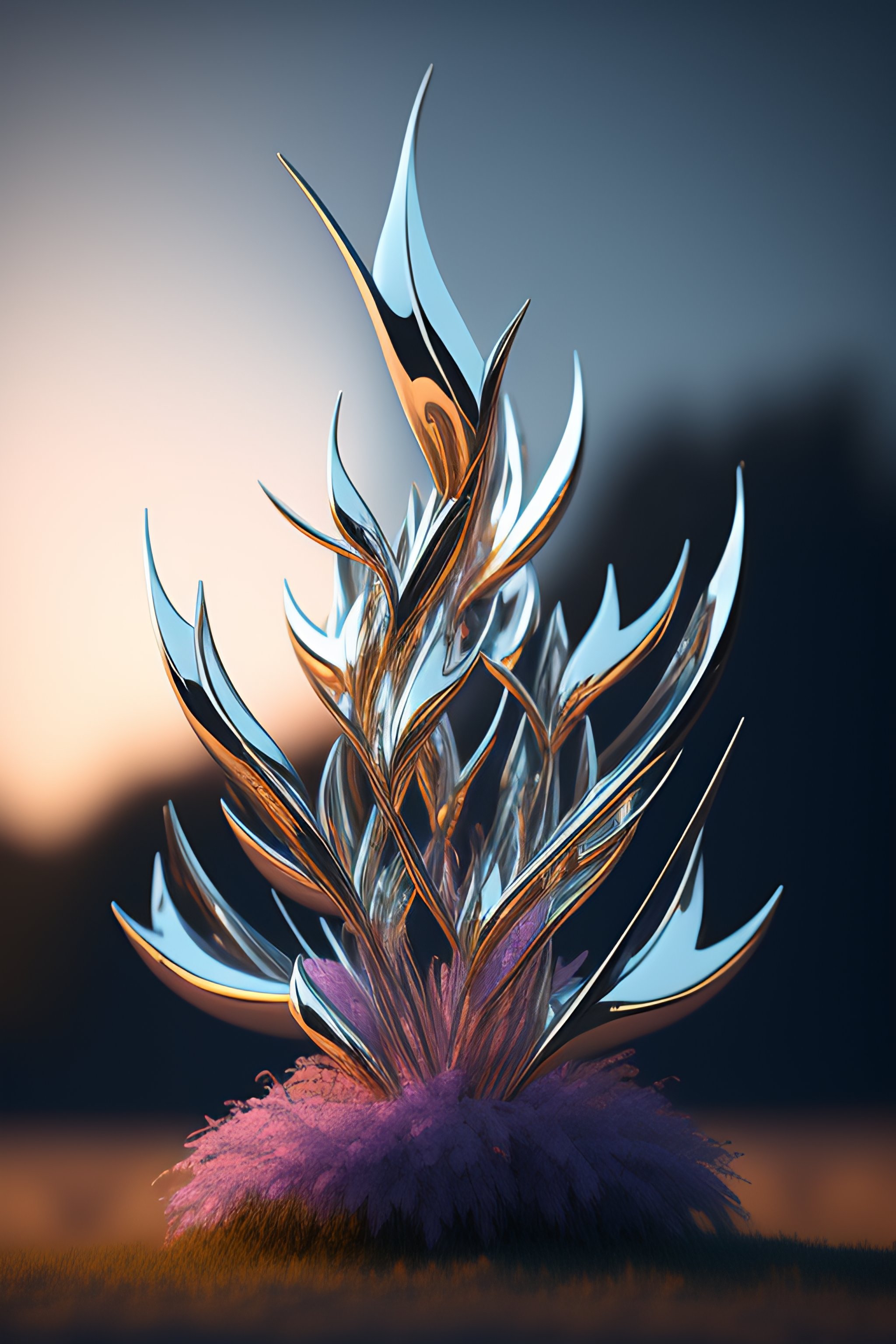 Lexica - 3 d photographic render of a chrome neotribal thorns and ...