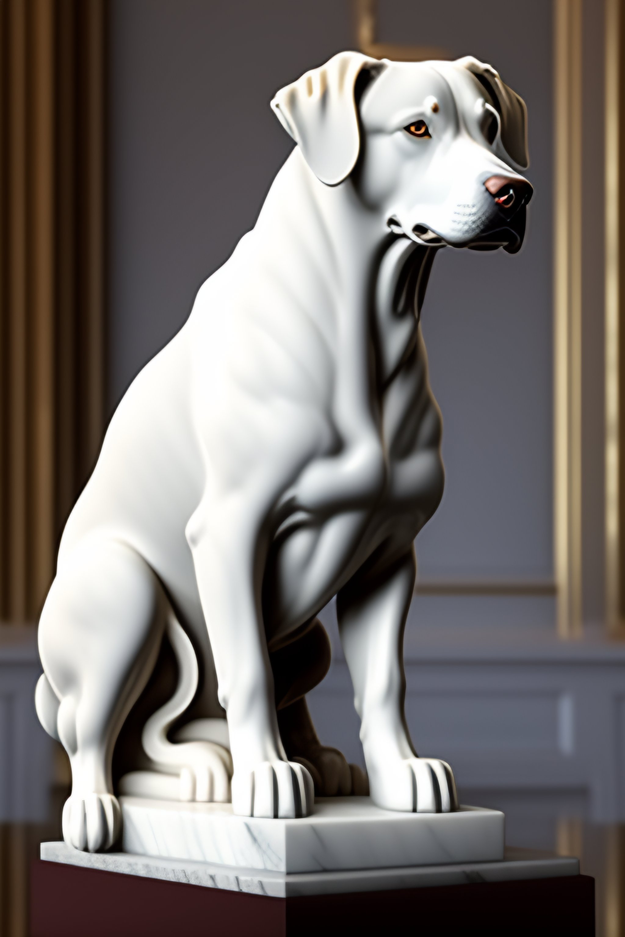 Lexica - A white marble statue of a Staffordshire dog, so I’ve just I ...