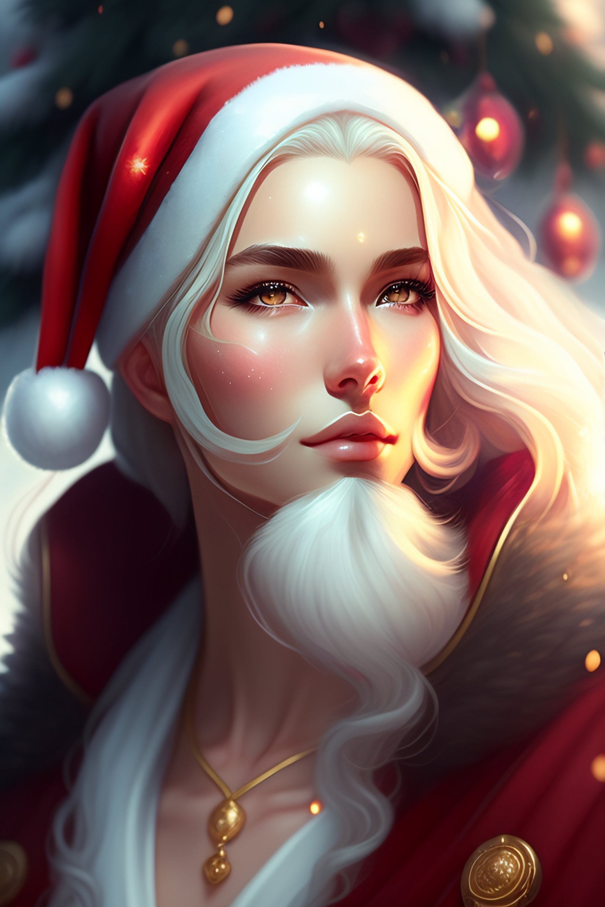 Lexica - Beautiful Santa Claus anime, released, with short white hair ...