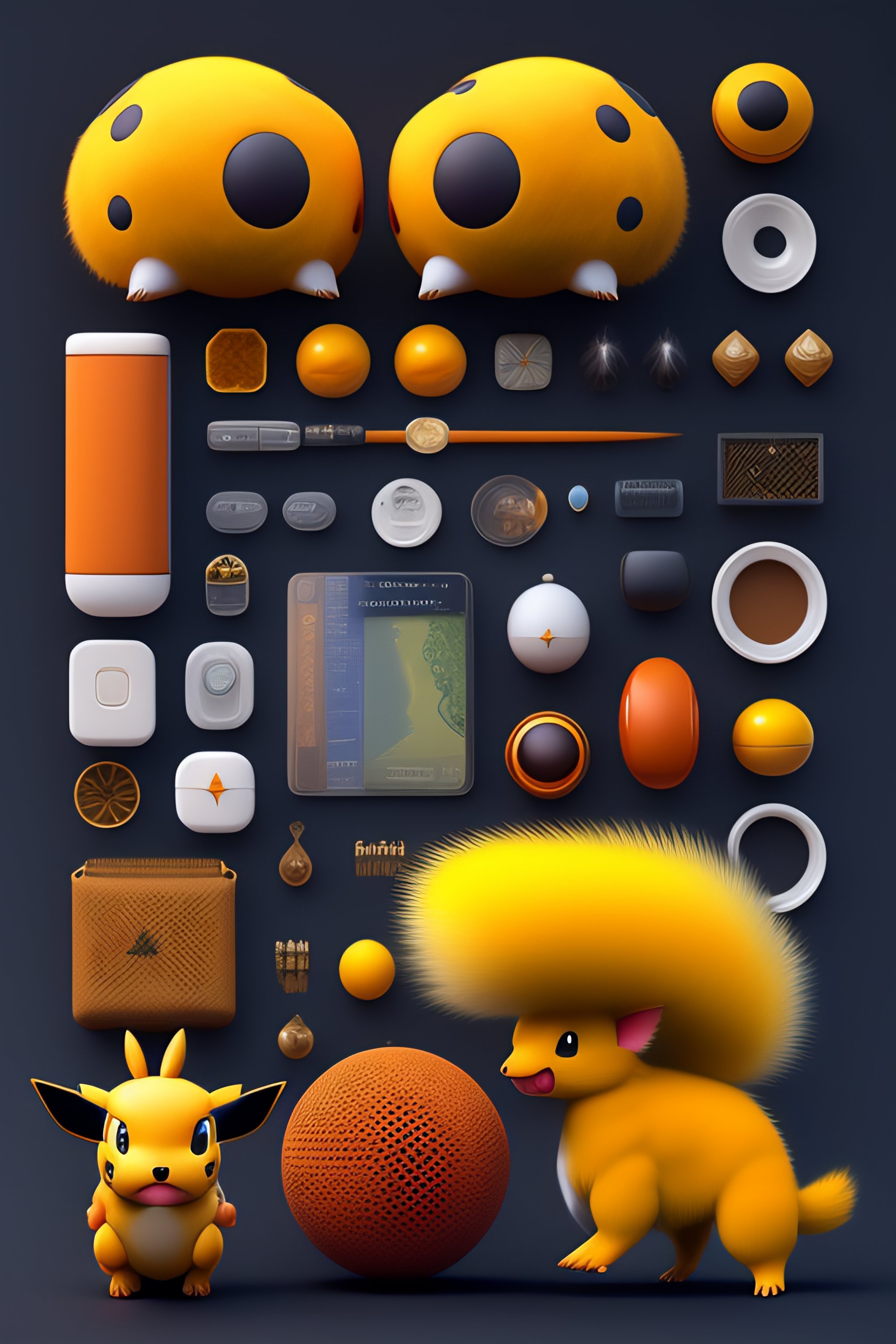 Lexica - Pokemon , Knolling, Deconstruction body parts, pokeballs ...