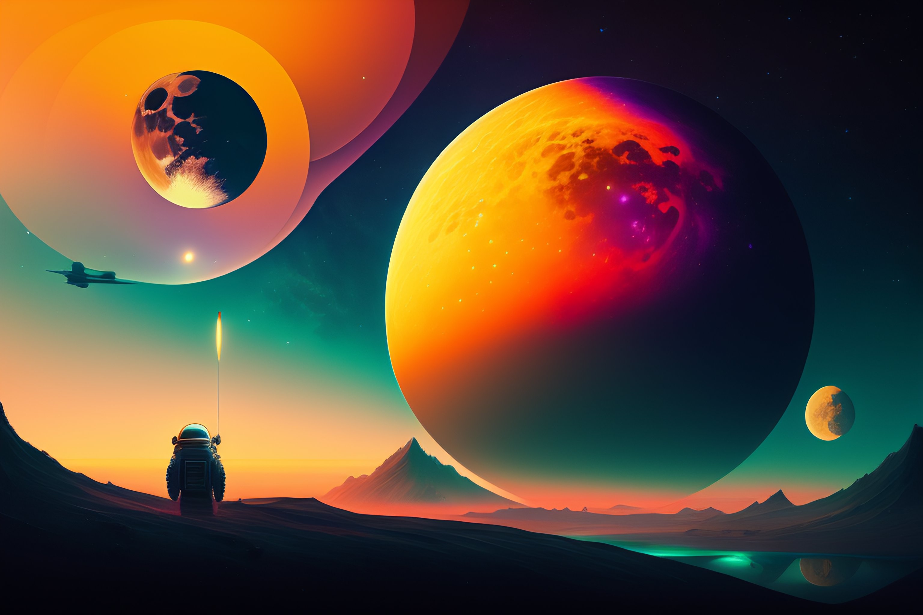 Lexica - Portrait a Lost astronaut in Jupiter, epic scene,displaying in ...