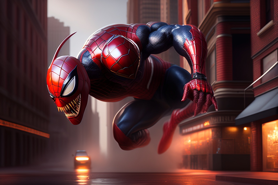 Lexica - Spiderman, carnage, venom, pov city, cinematic, wide angle ...